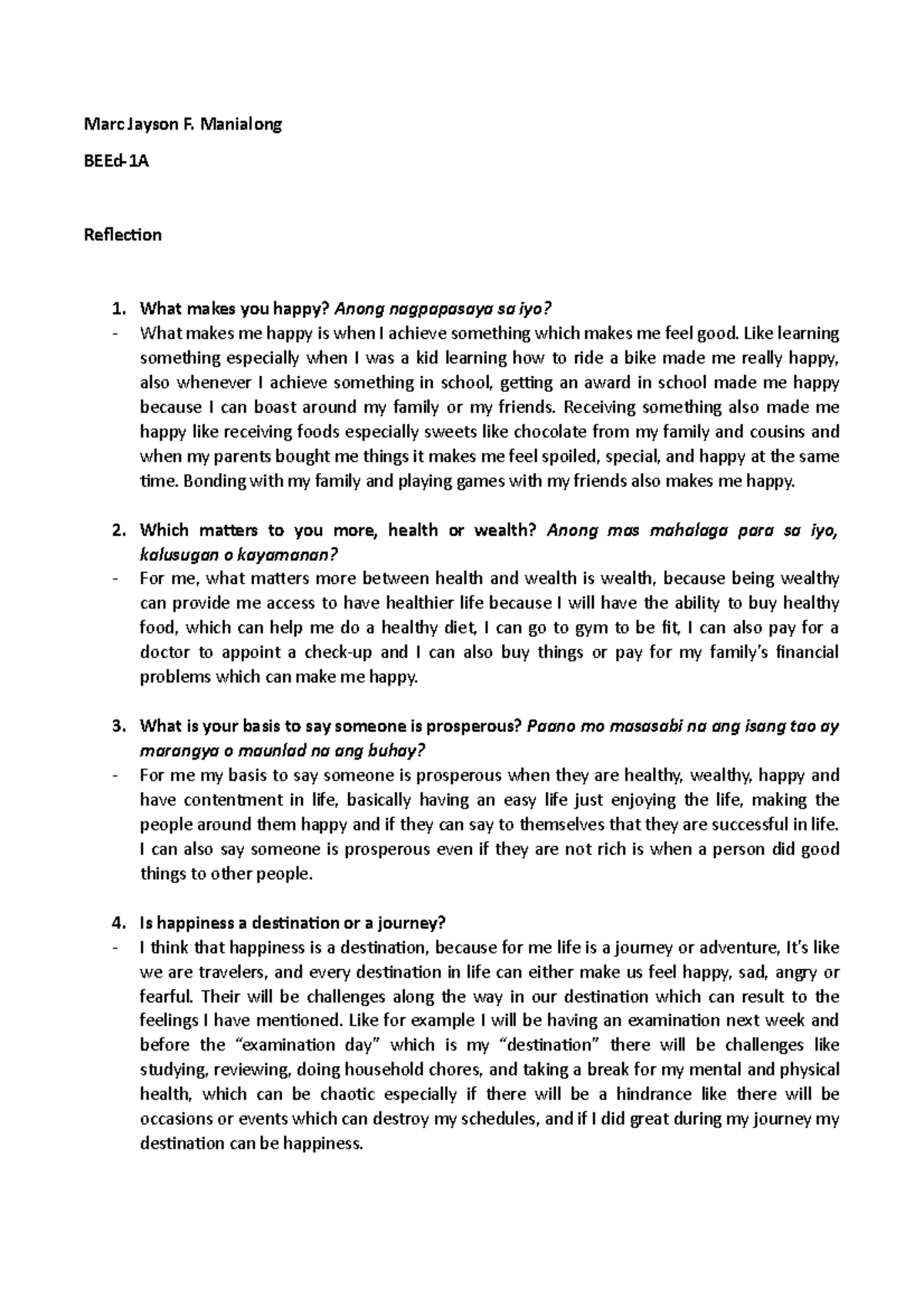 Manialong, Marc Jayson F. STS final Reflection - Marc Jayson F ...