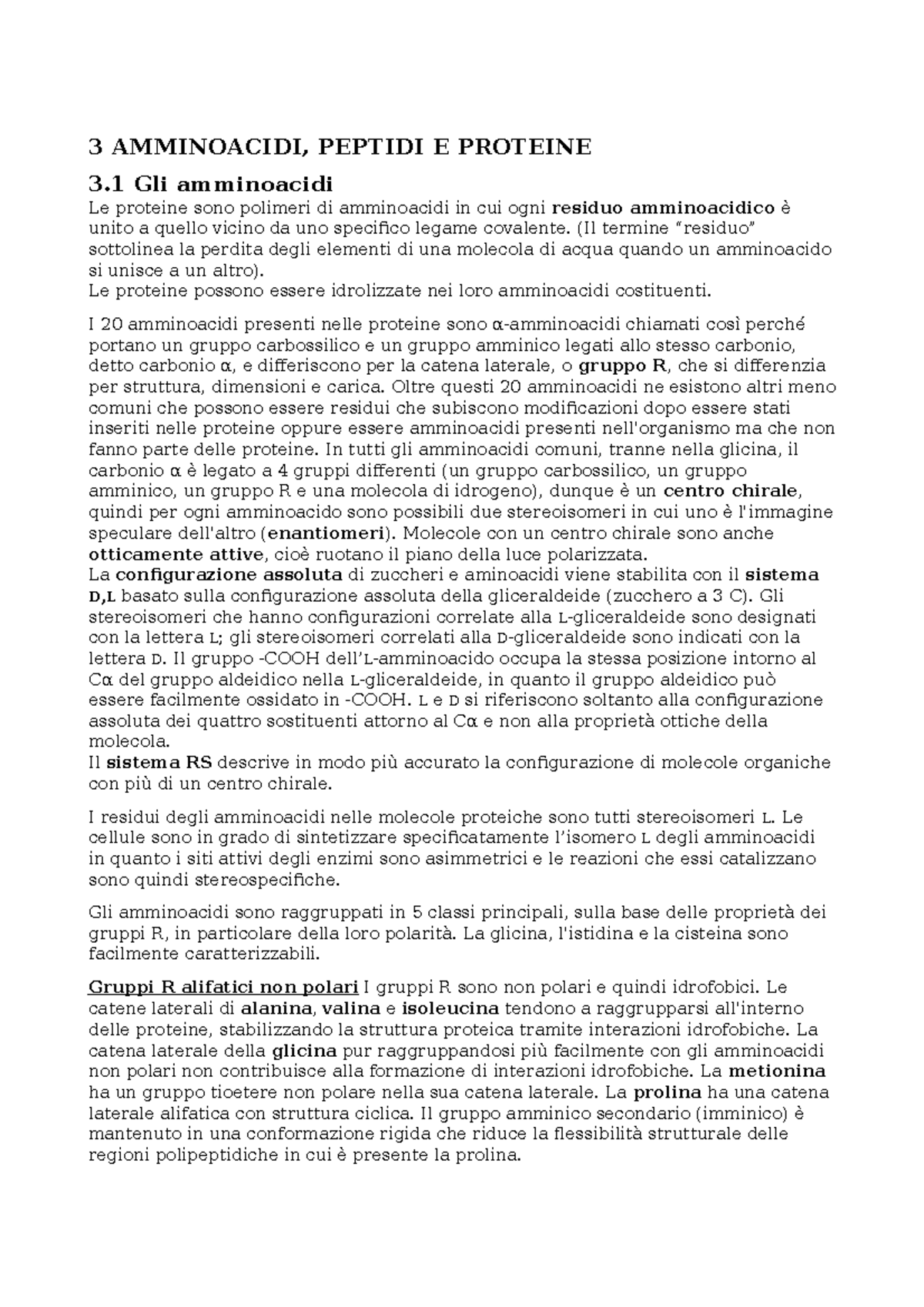 3 Amminoacidi, peptidi e proteine - 3 AMMINOACIDI, PEPTIDI E PROTEINE 3 ...