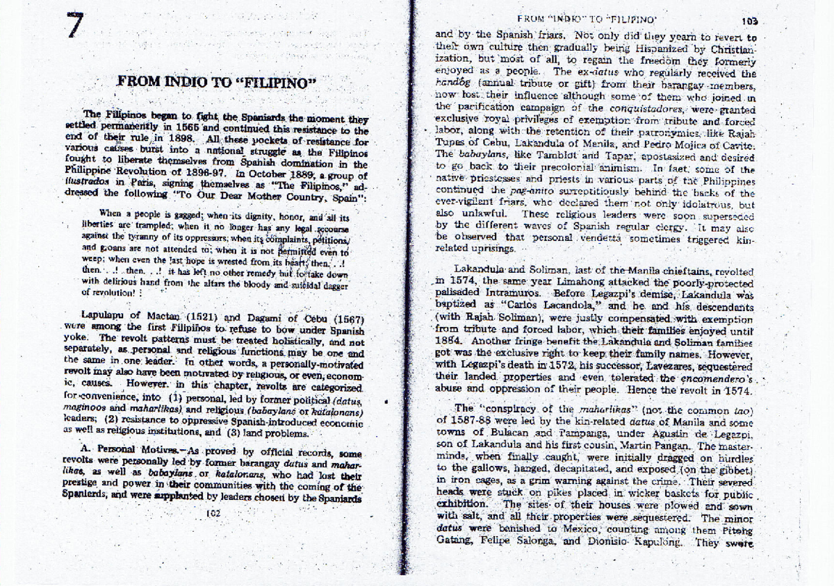 Agoncillo - Chapter 7 From Indio to Filipino - Rizal and the Emergence ...