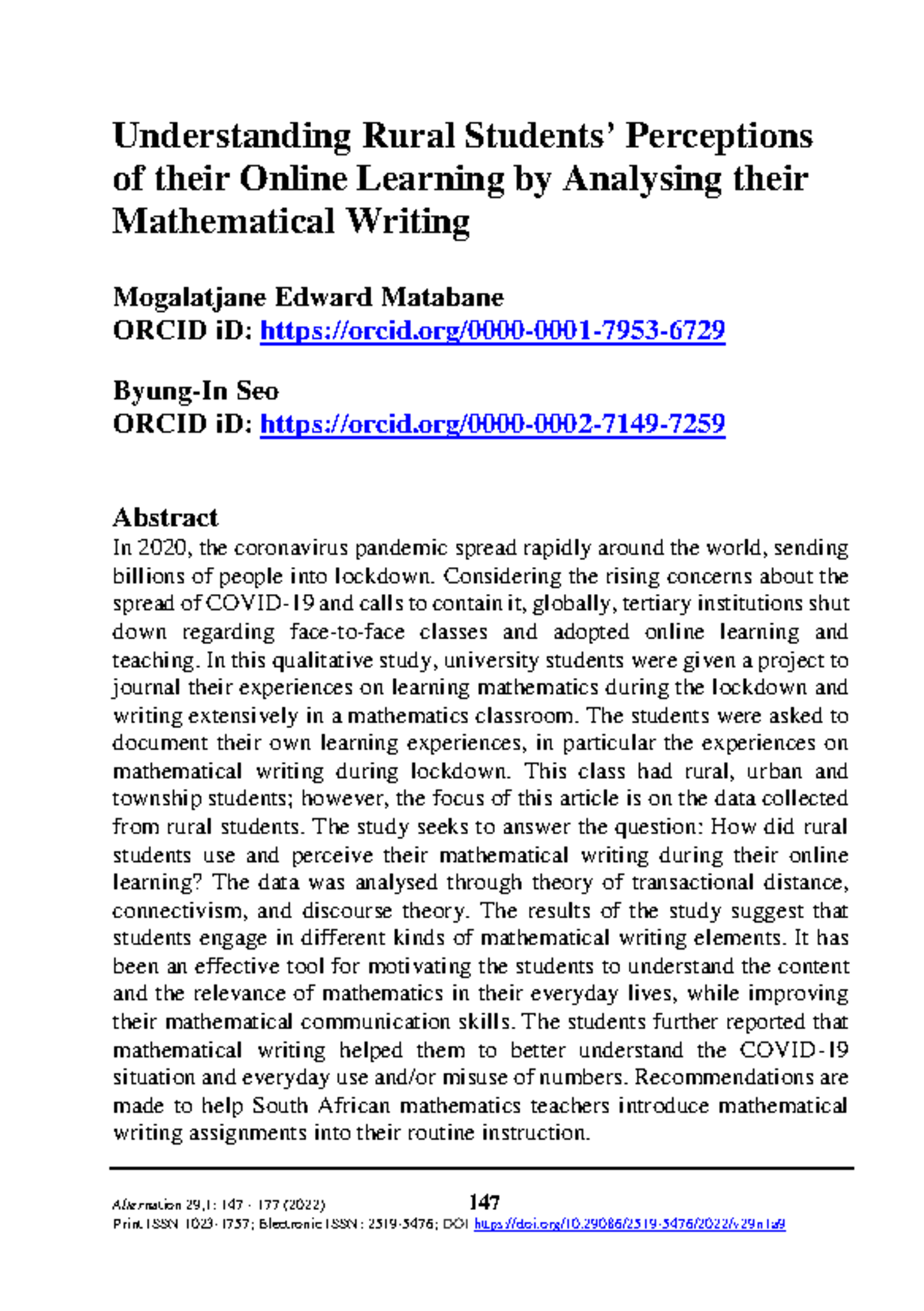 Understanding Rural Students Perceptions of their Online Learning ...