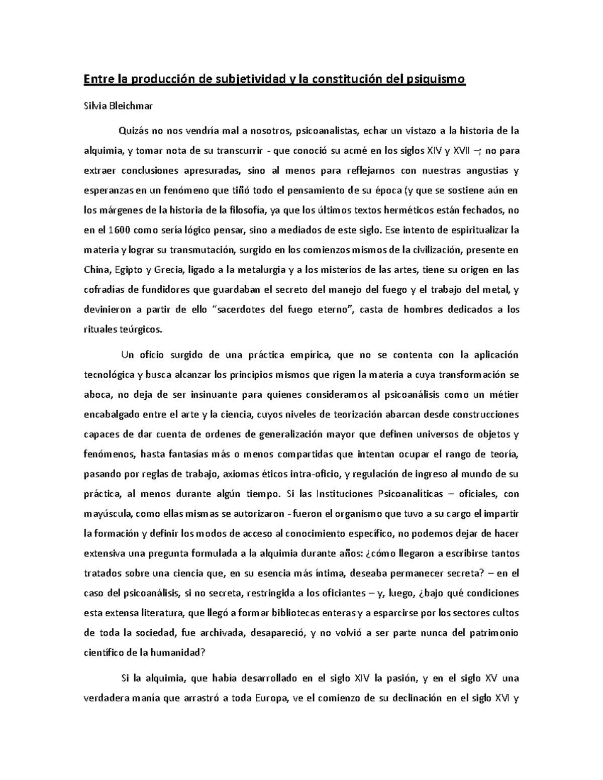 4 - Silvia Bleichman - Entre la producciÛn de subjetividad y la ...