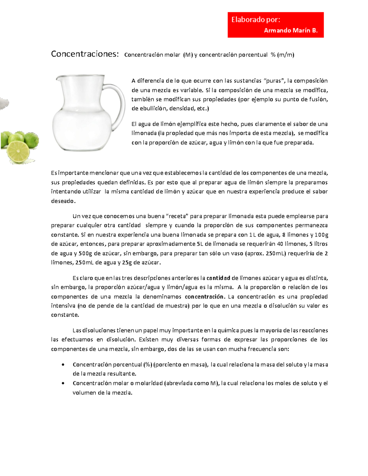 Concentraciones - Ejercicios de repaso Química General II ...