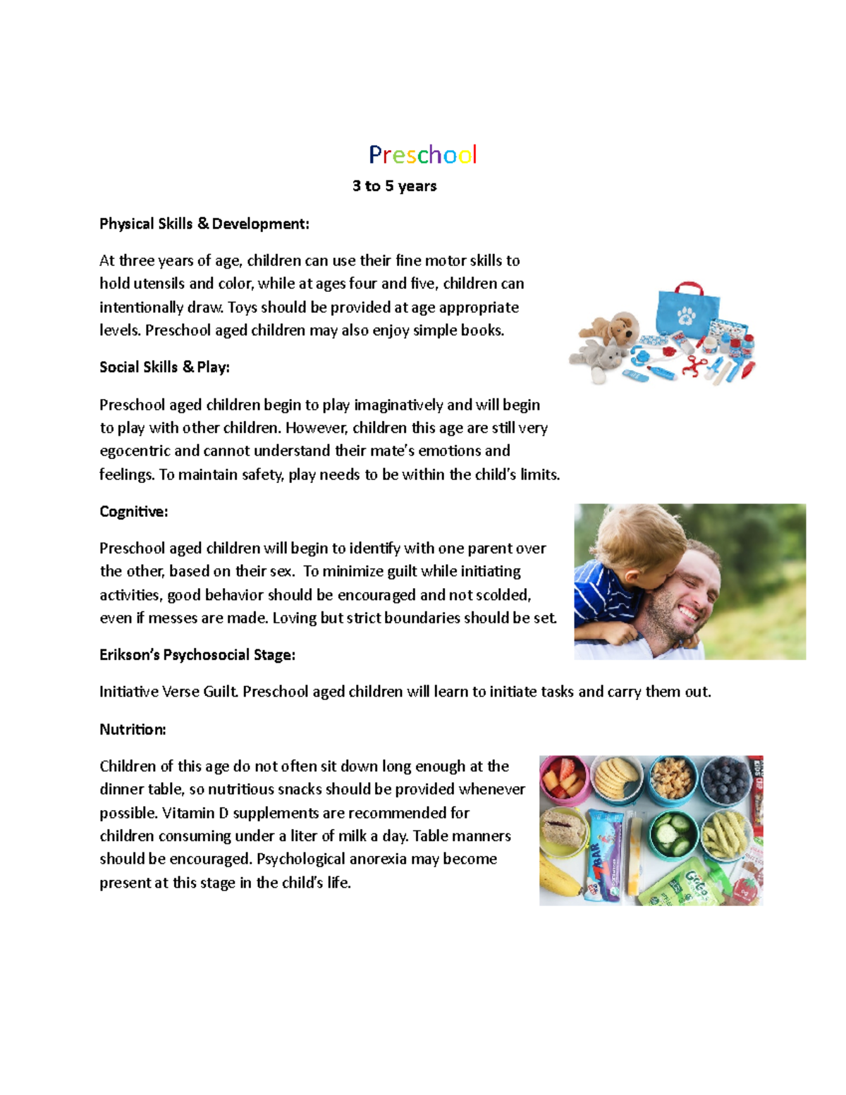 Preschool AGE Presentation - Preschool 3 to 5 years Physical Skills ...