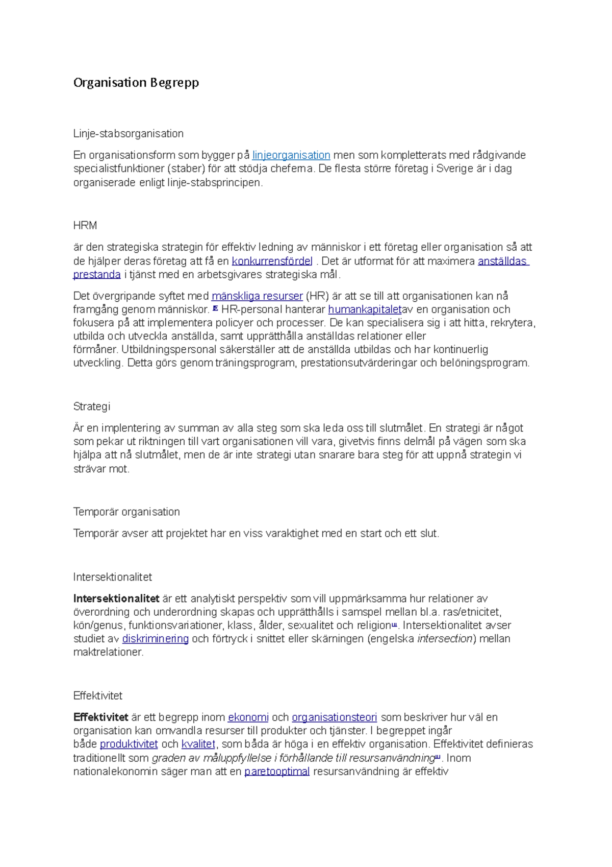 Org begrepp - Organisation Begrepp Linje-stabsorganisation En ...