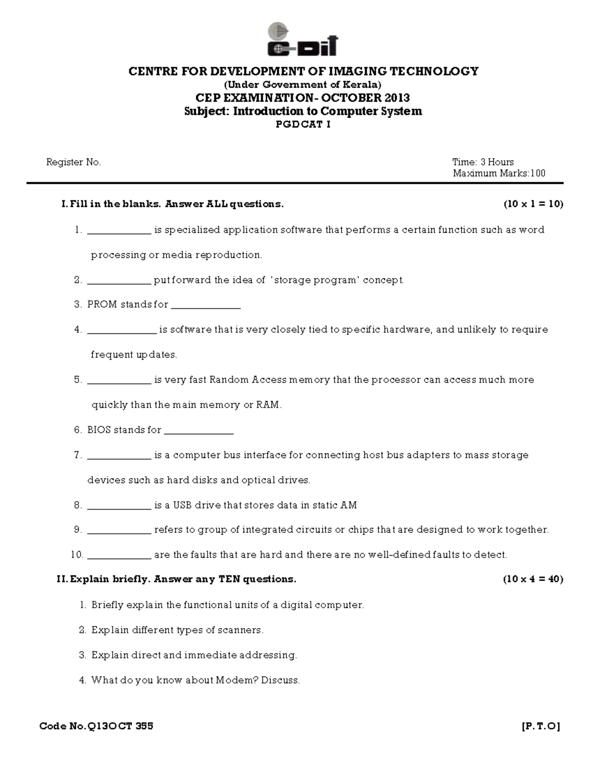 Introduction to Computer Systems - CENTRE FOR DEVELOPMENT OF IMAGING ...