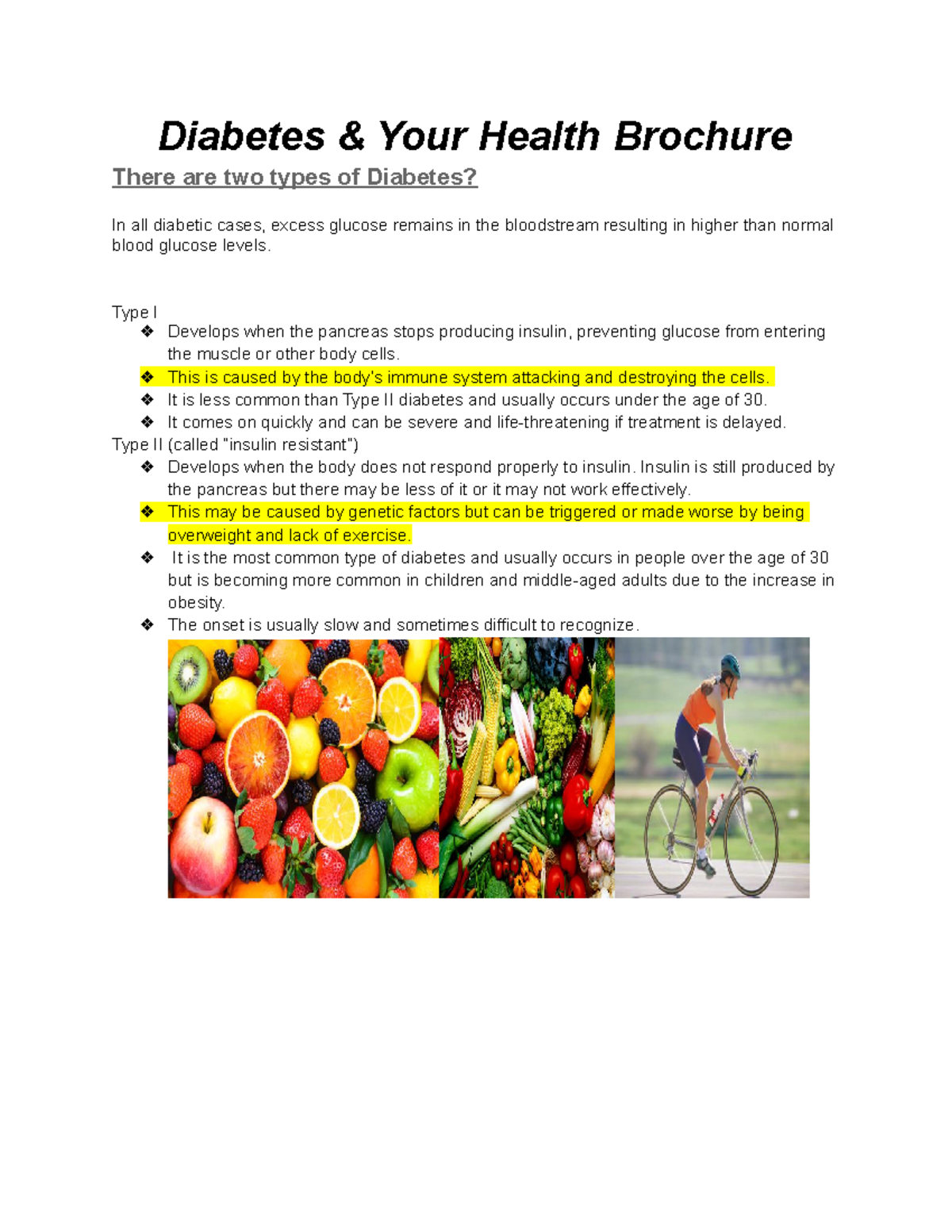 Research Disease Symptoms - Diabetes & Your Health Brochure There are ...