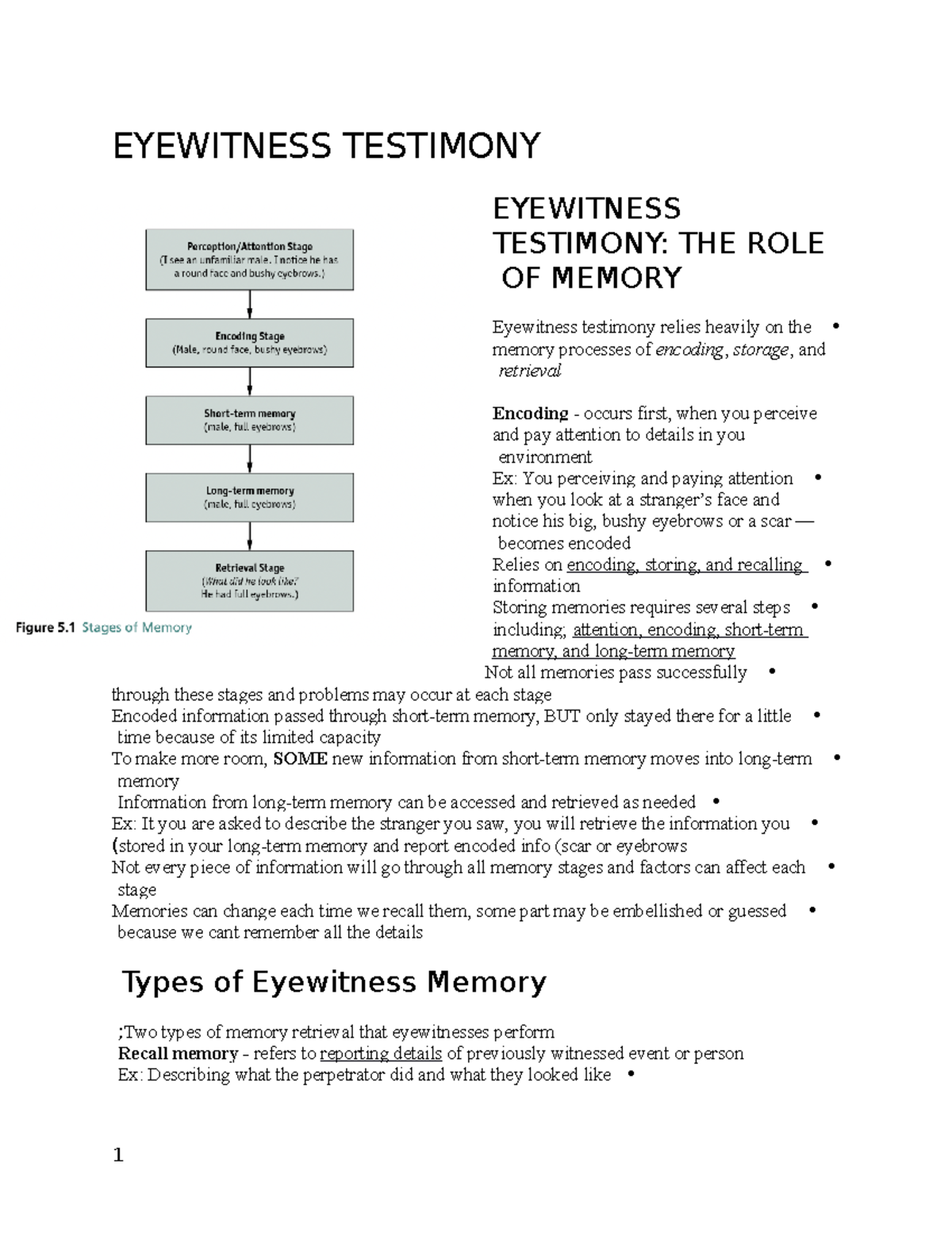 WEEK 4 - Eyewitness Testimony - EYEWITNESS TESTIMONY EYEWITNESS ...