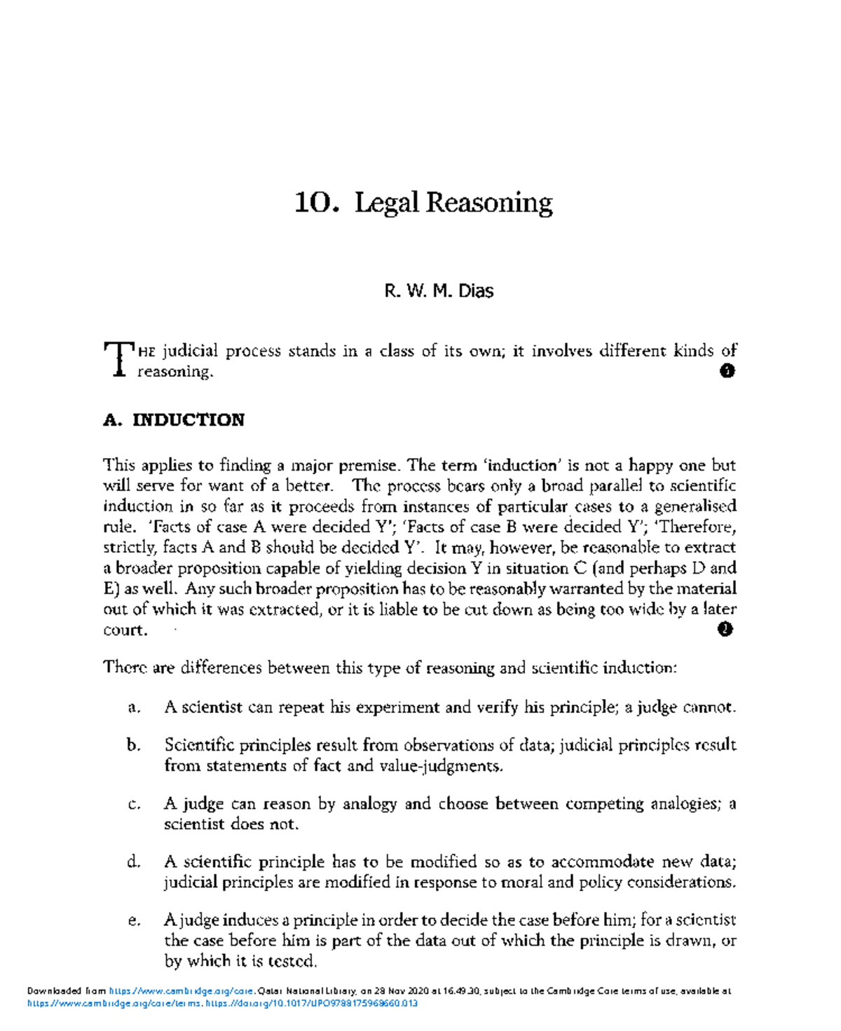 Chapter 10-Legal Reasoning - 10. Legal Reasoning R. W. M. Dias T HE ...