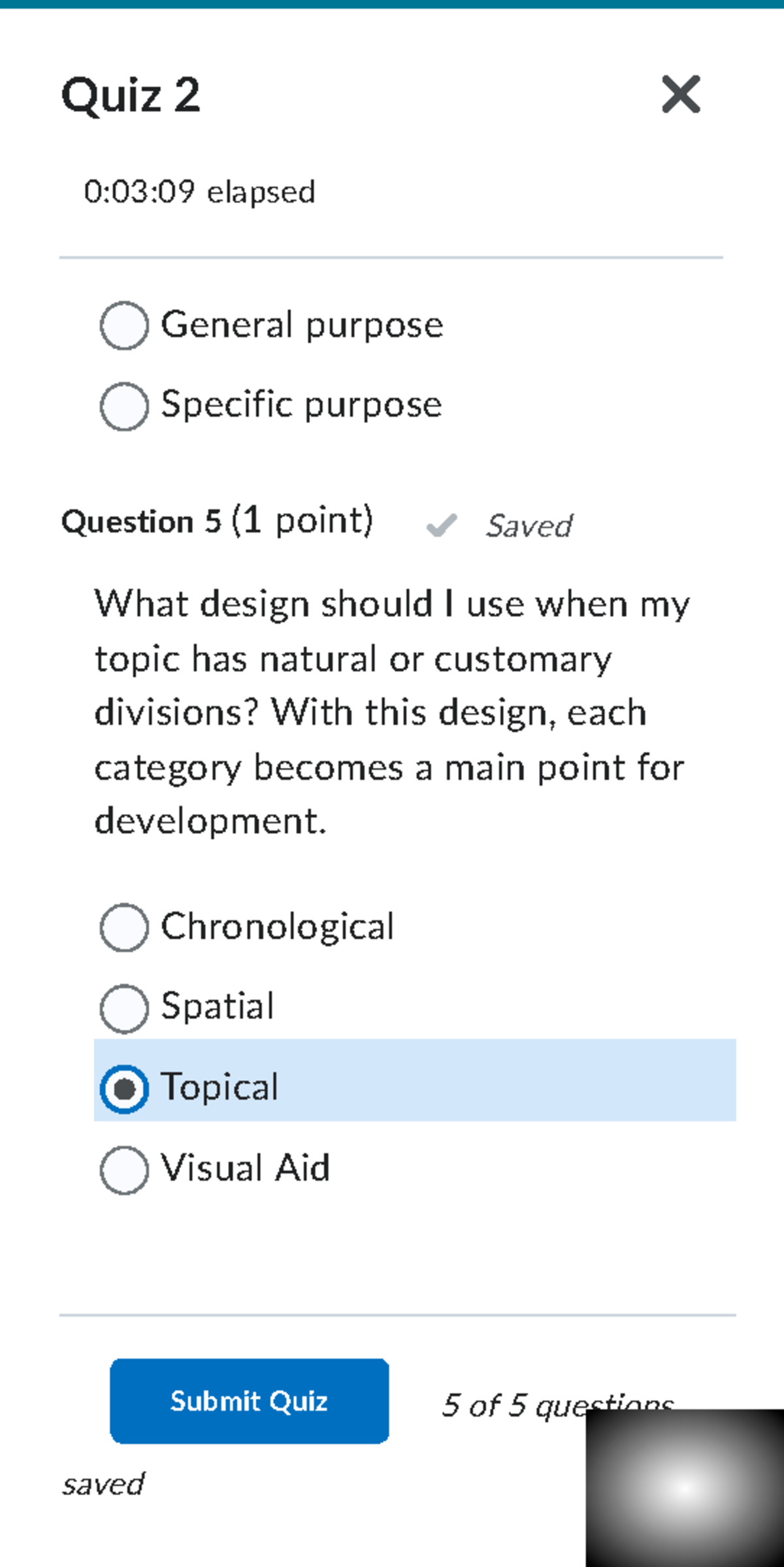 Quizzes - SPE-103-0Y2 - Effective Speech - Oakton College 2 - Quiz 2 0: ...