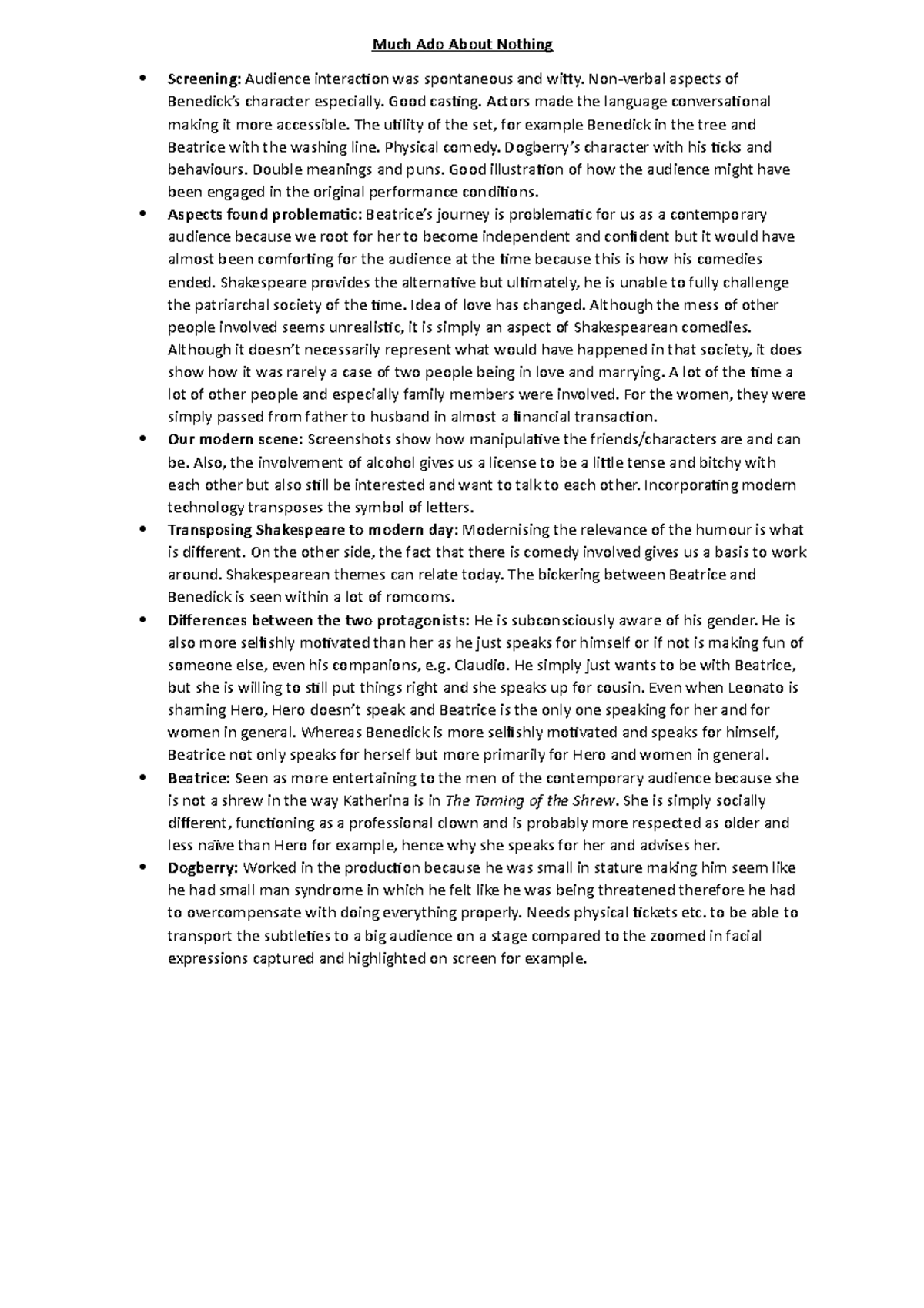 Seminar 2 - Much Ado About Nothing - Much Ado About Nothing Screening ...