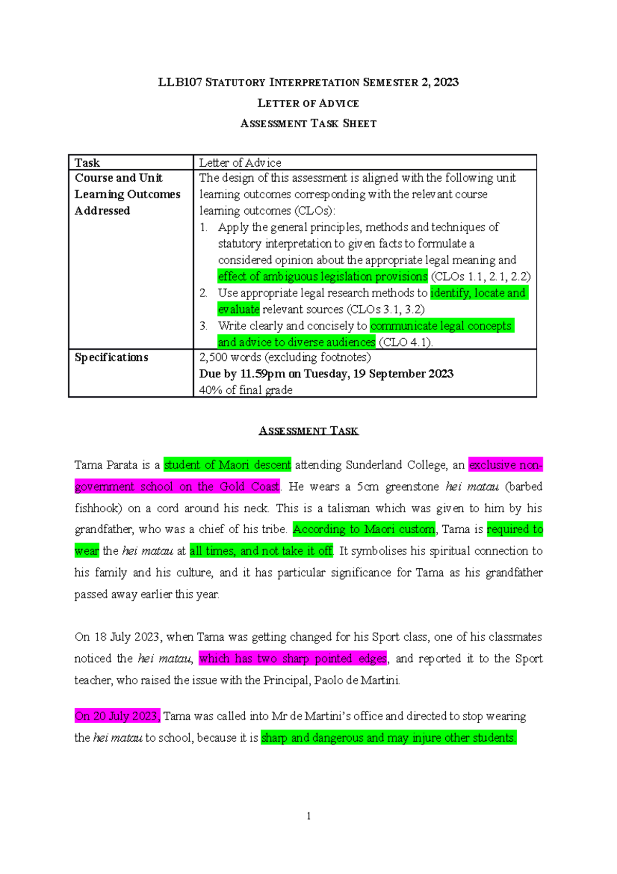 LLB107 Task Sheet and Problem Question - LLB107 STATUTORY ...