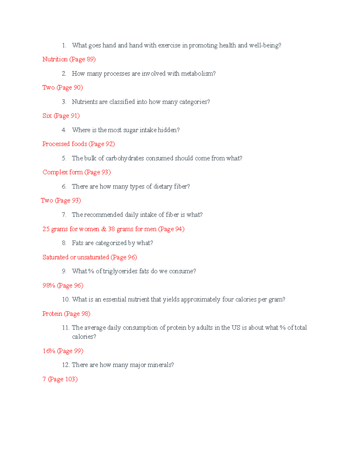 Module 10 - Professor Newman - What goes hand and hand with exercise in ...