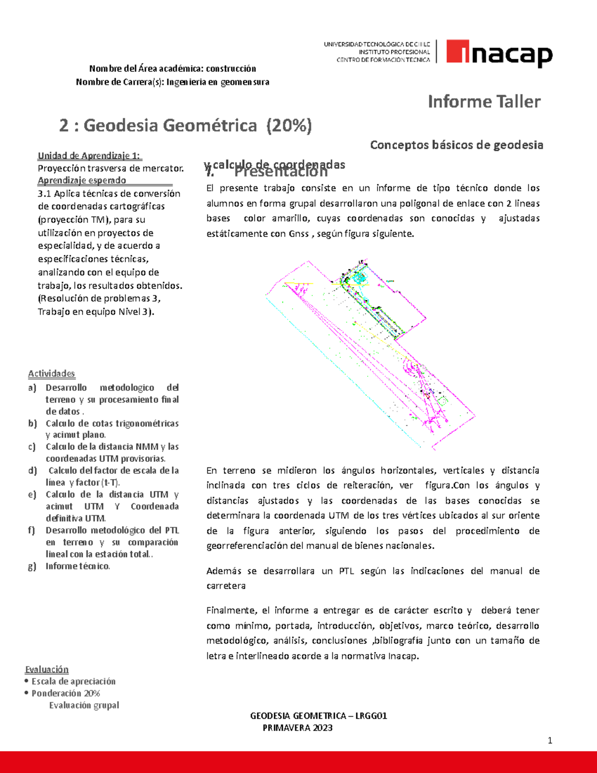 Geodesia geometrica evaluacion N°1 - Informe Taller 2 : Geodesia Geométrica (20%) Conceptos ...