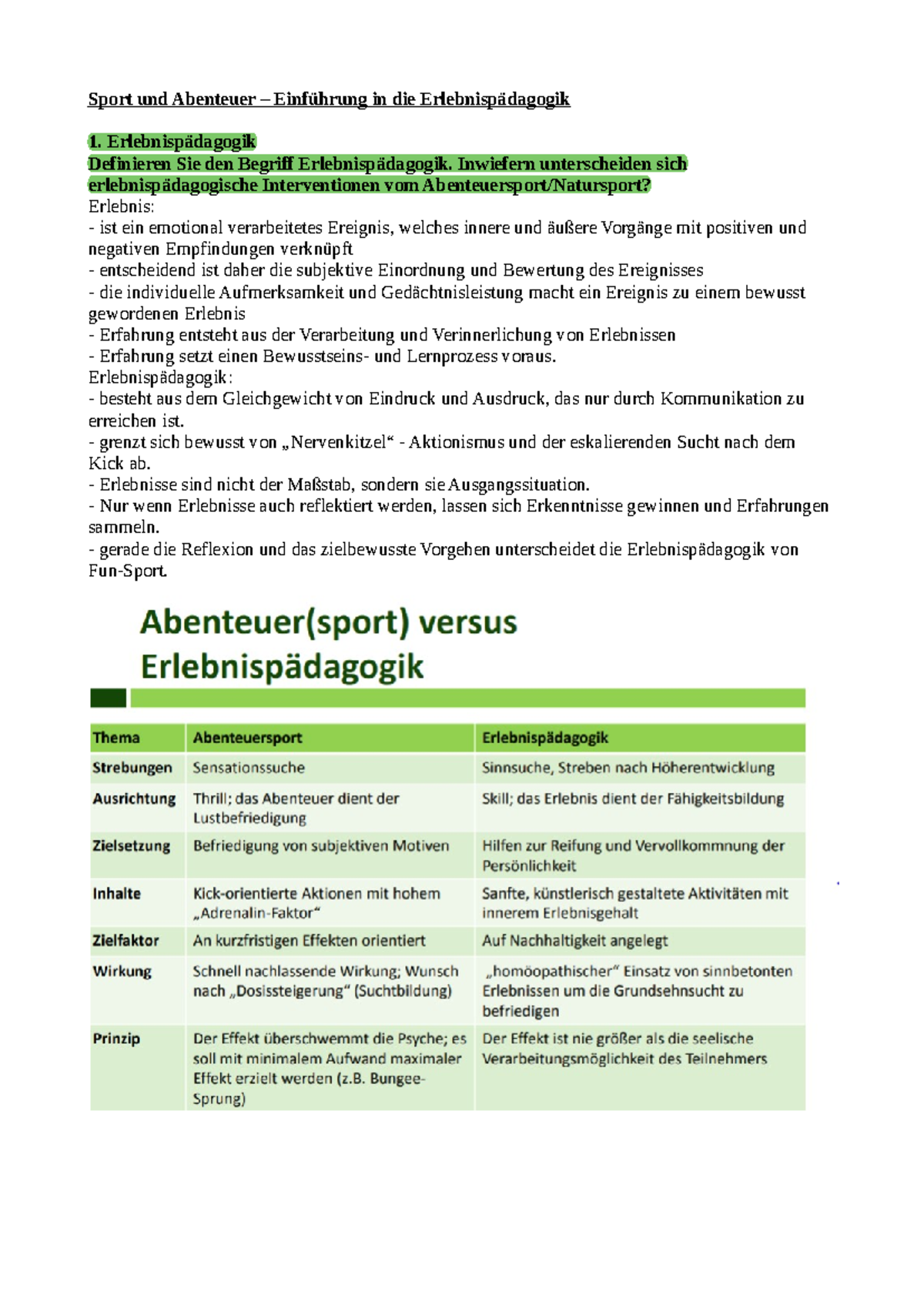 Abenteuersport - Sport und Abenteuer – Einführung in die Erlebnispädagogik Erlebnispädagogik ...