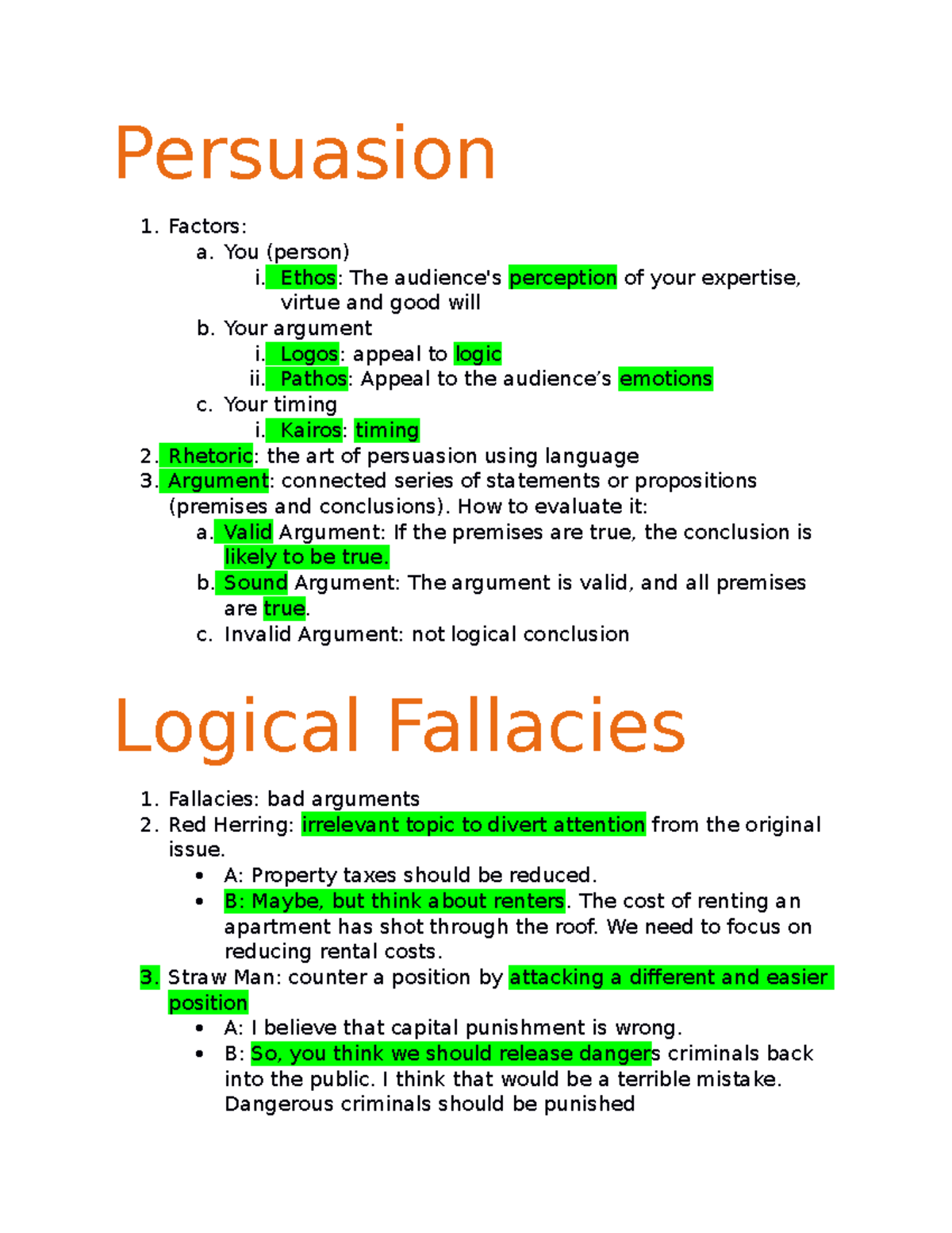 Midterm Summ - Persuasion Factors: a. You (person) i. Ethos: The ...