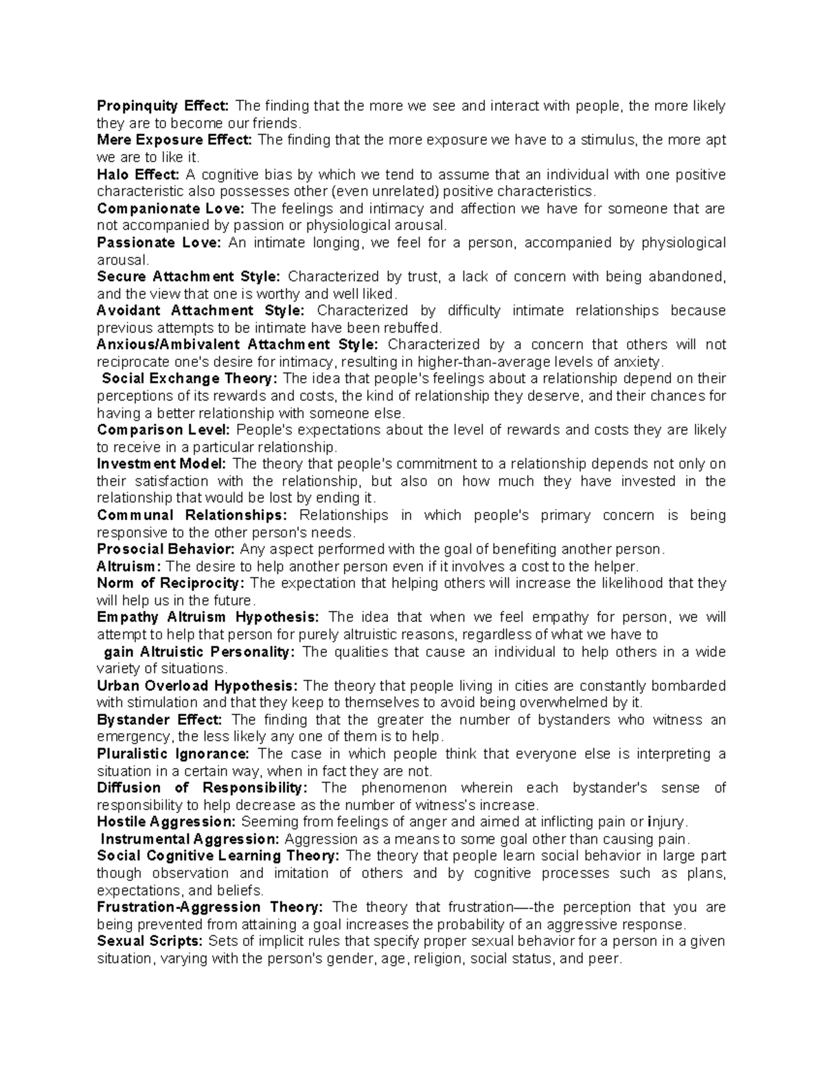 Social behavior exam 3 - cheat sheet - Propinquity Effect: The finding ...