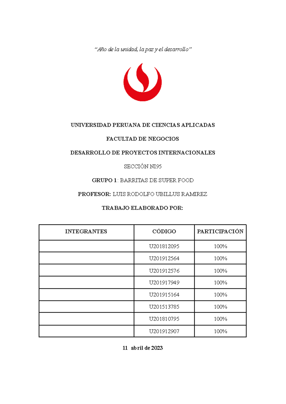 Trabajo Modelo DPI (2023-1) - “Año de la unidad, la paz y el desarrollo ...