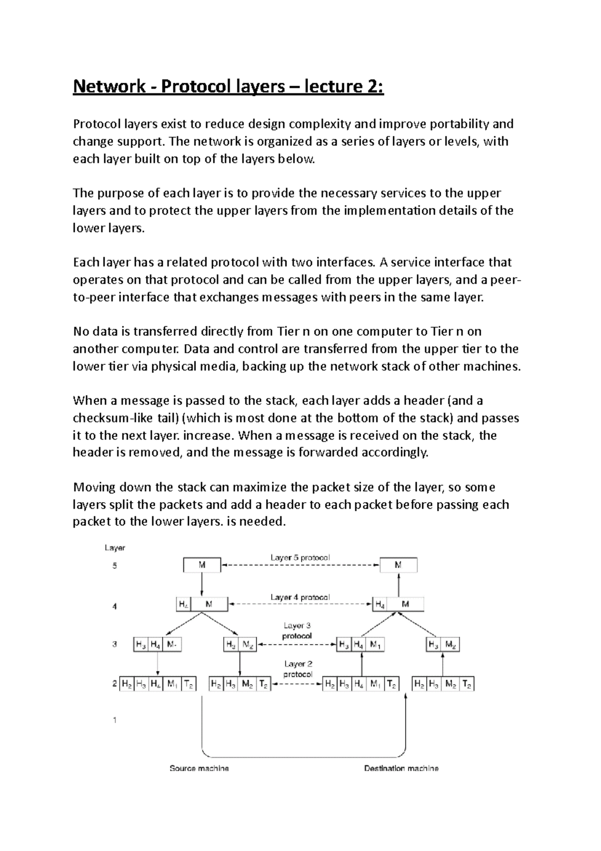 Network - Protocol layers – lecture 2 - Network - Protocol layers ...