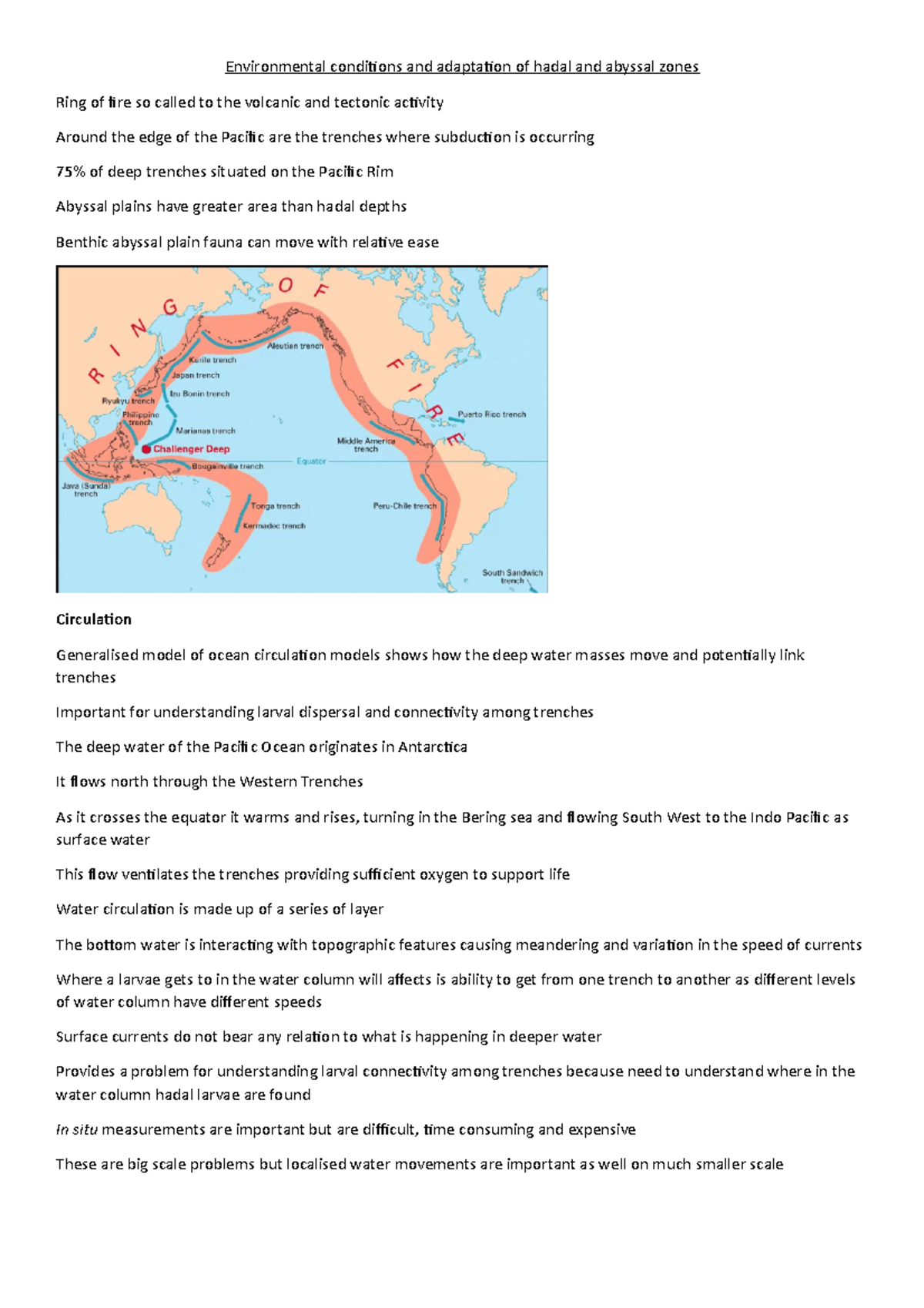2. Environmental conditions and adaptation of hadal and abyssal zones ...