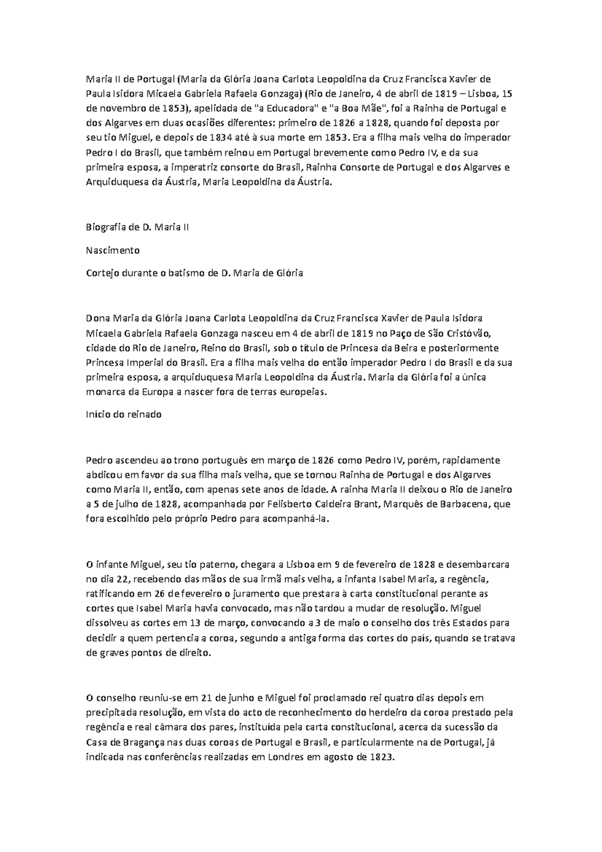 D. Maria II - História de Portugal - Maria II de Portugal (Maria da ...