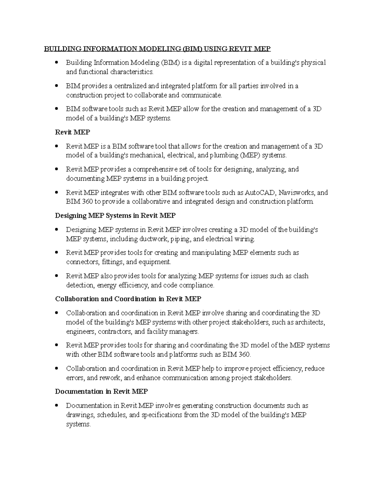 Building Information Modeling Notes 1 - BUILDING INFORMATION MODELING ...