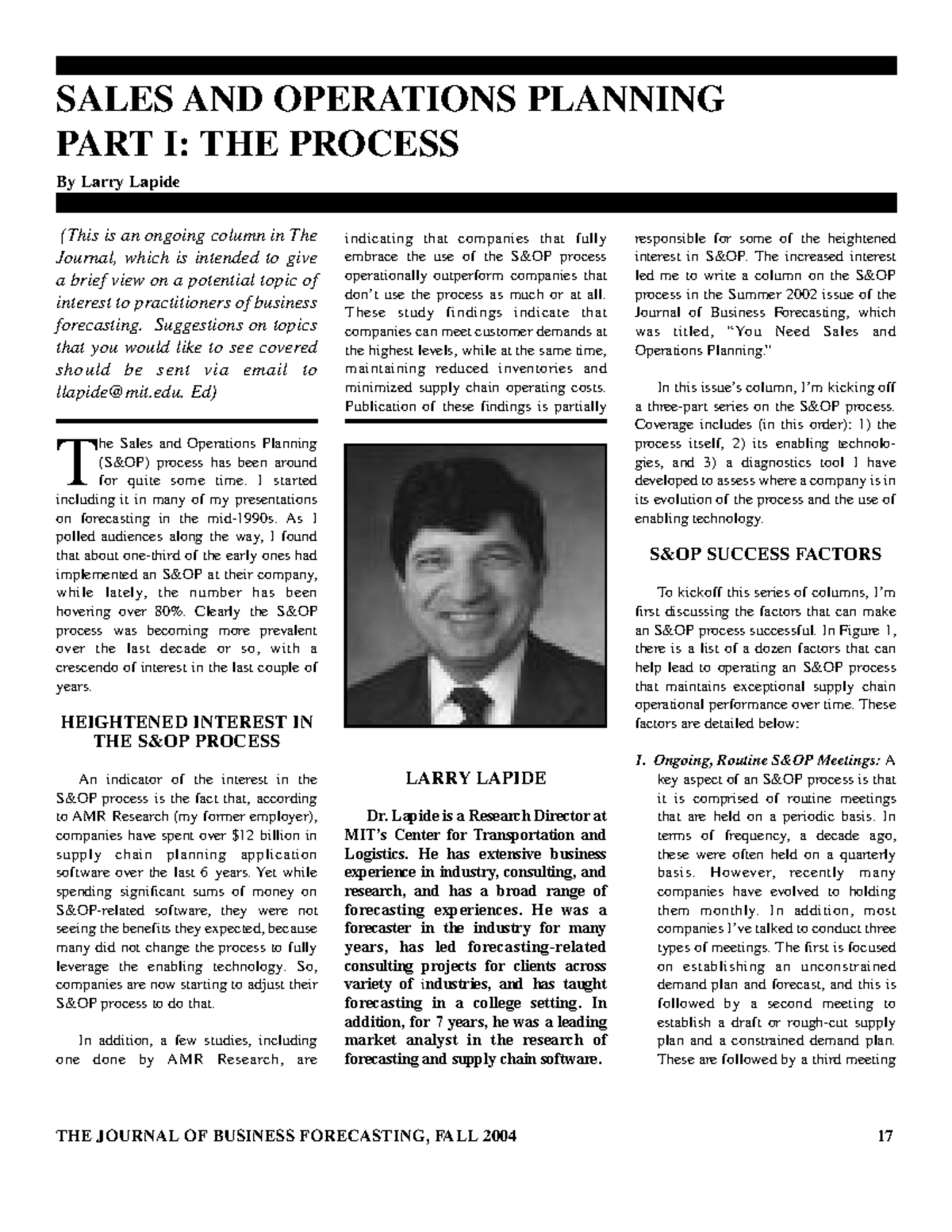 Article jbf soplanningi lapide - (This is an ongoing column in The ...