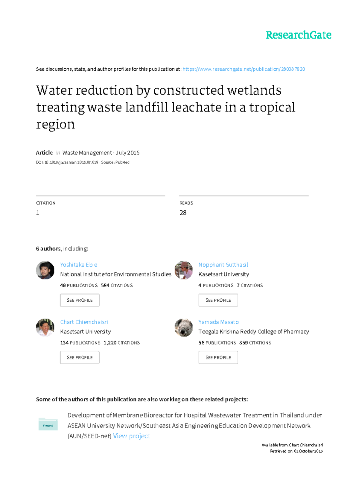 Water reduction by constructed wetlands treating waste landfill ...