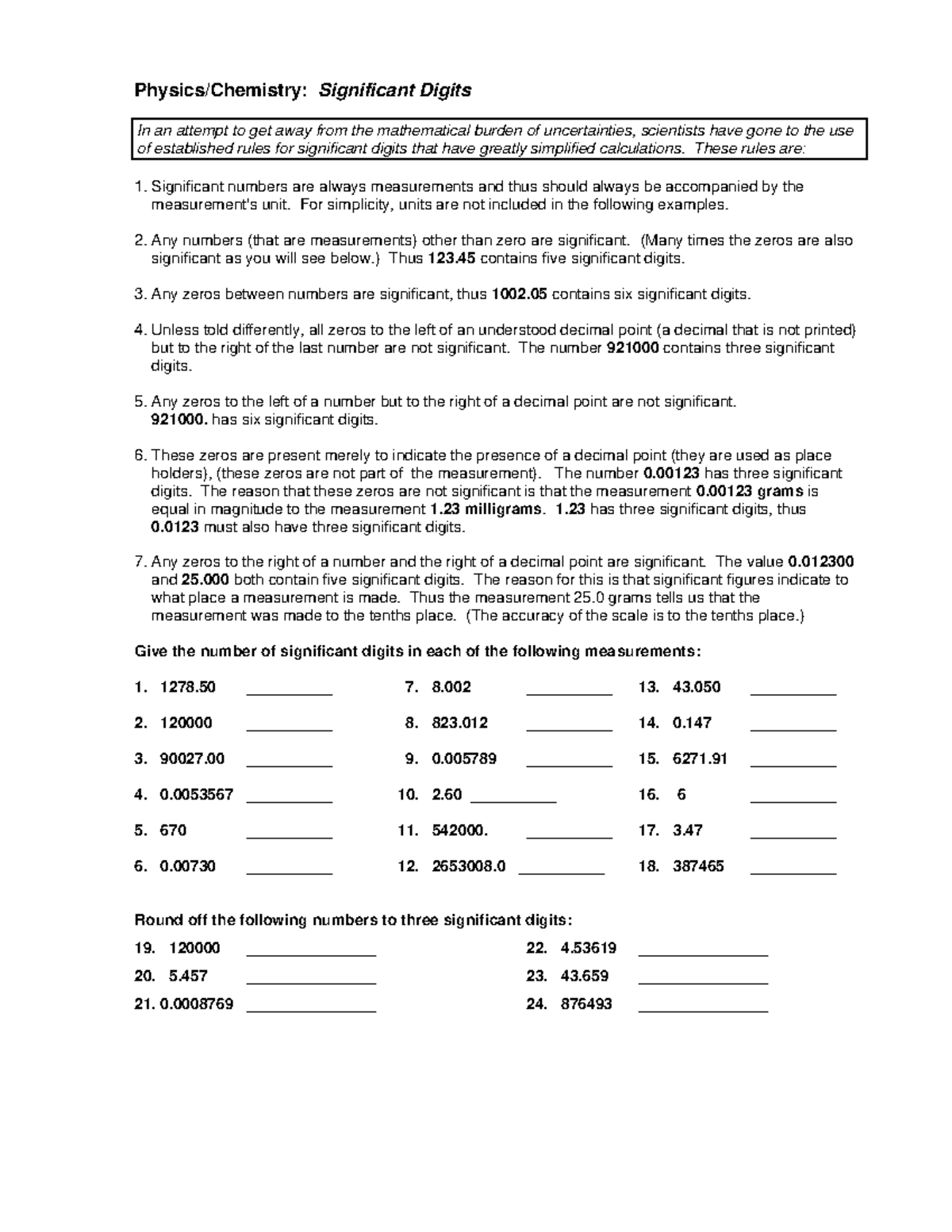 Significant Figures - AP physics. - Physics/Chemistry: Significant ...