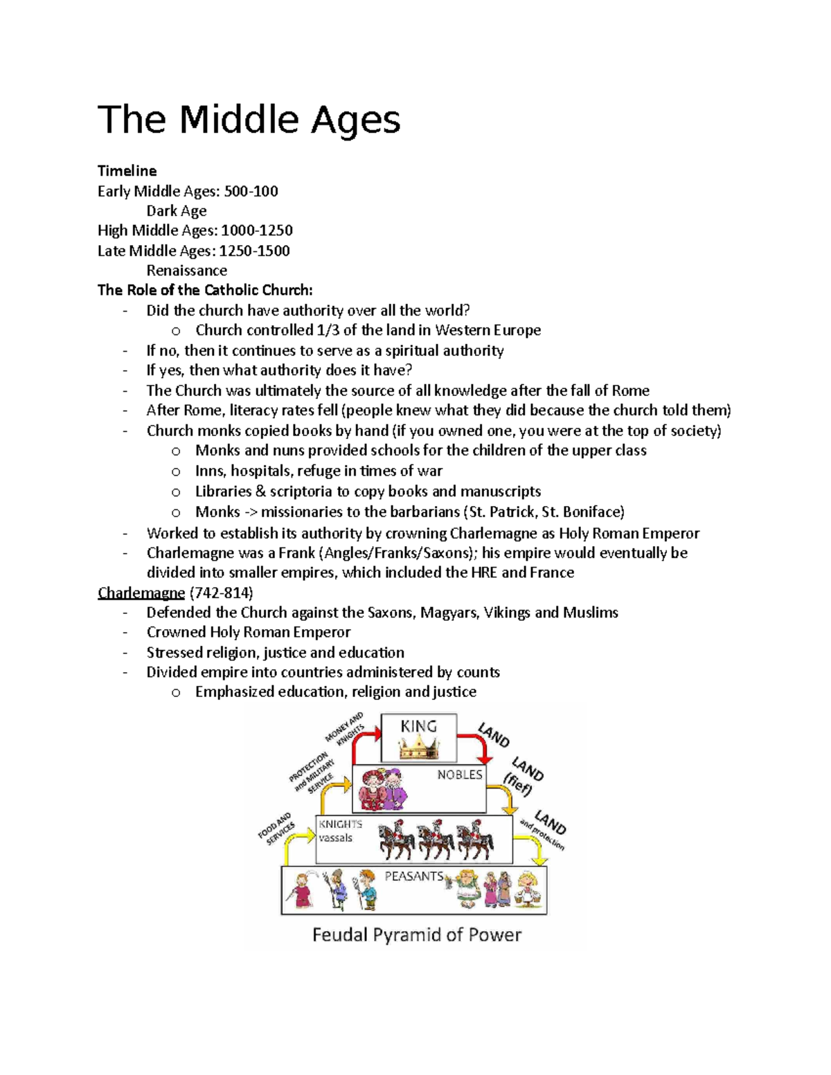 The Middle Ages Notes - English, French, and Spanish Kingdoms ...
