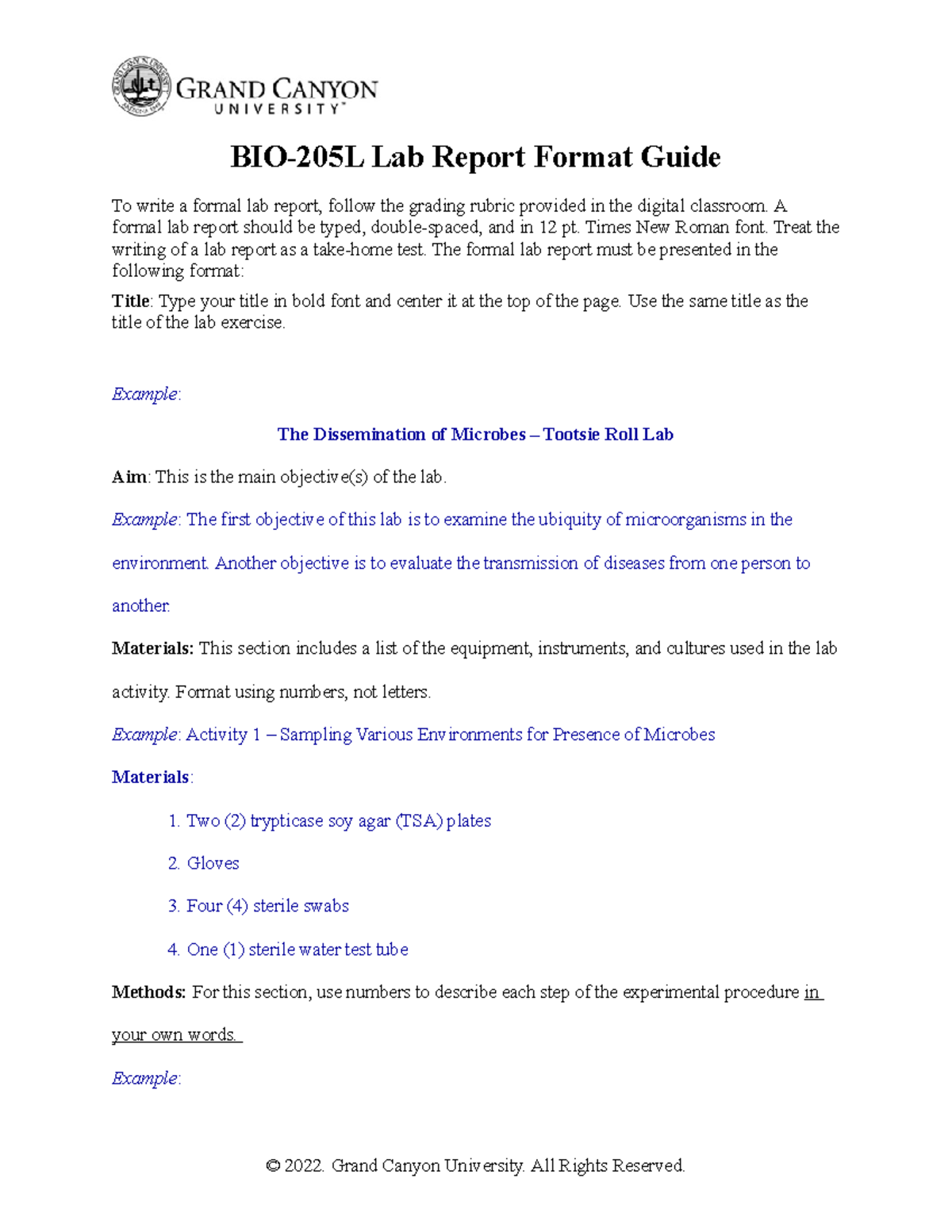 BIO 205L RS Lab Report Format Guide Online Tradonline - BIO-205L Lab ...