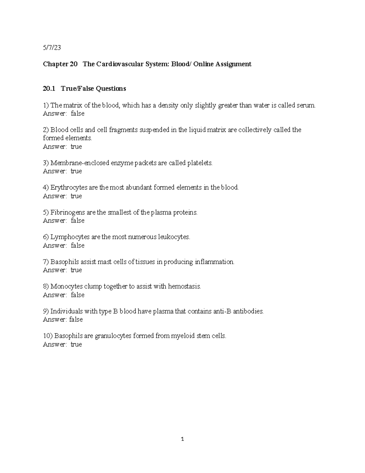 Chapter 20 anatomy - 5/7/ Chapter 20 The Cardiovascular System: Blood ...