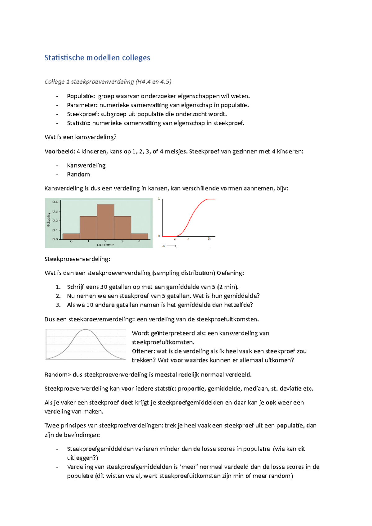 Statistische modellen colleges - Statistische modellen colleges College ...