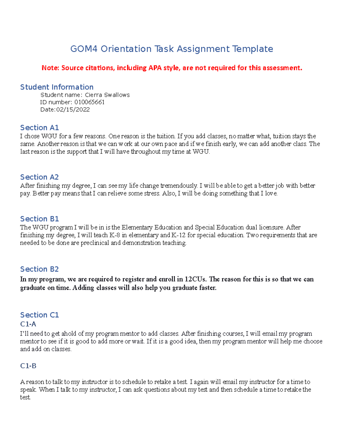 Orientation Task Template - GOM4 Orientation Task Assignment Template Note: Source citations ...