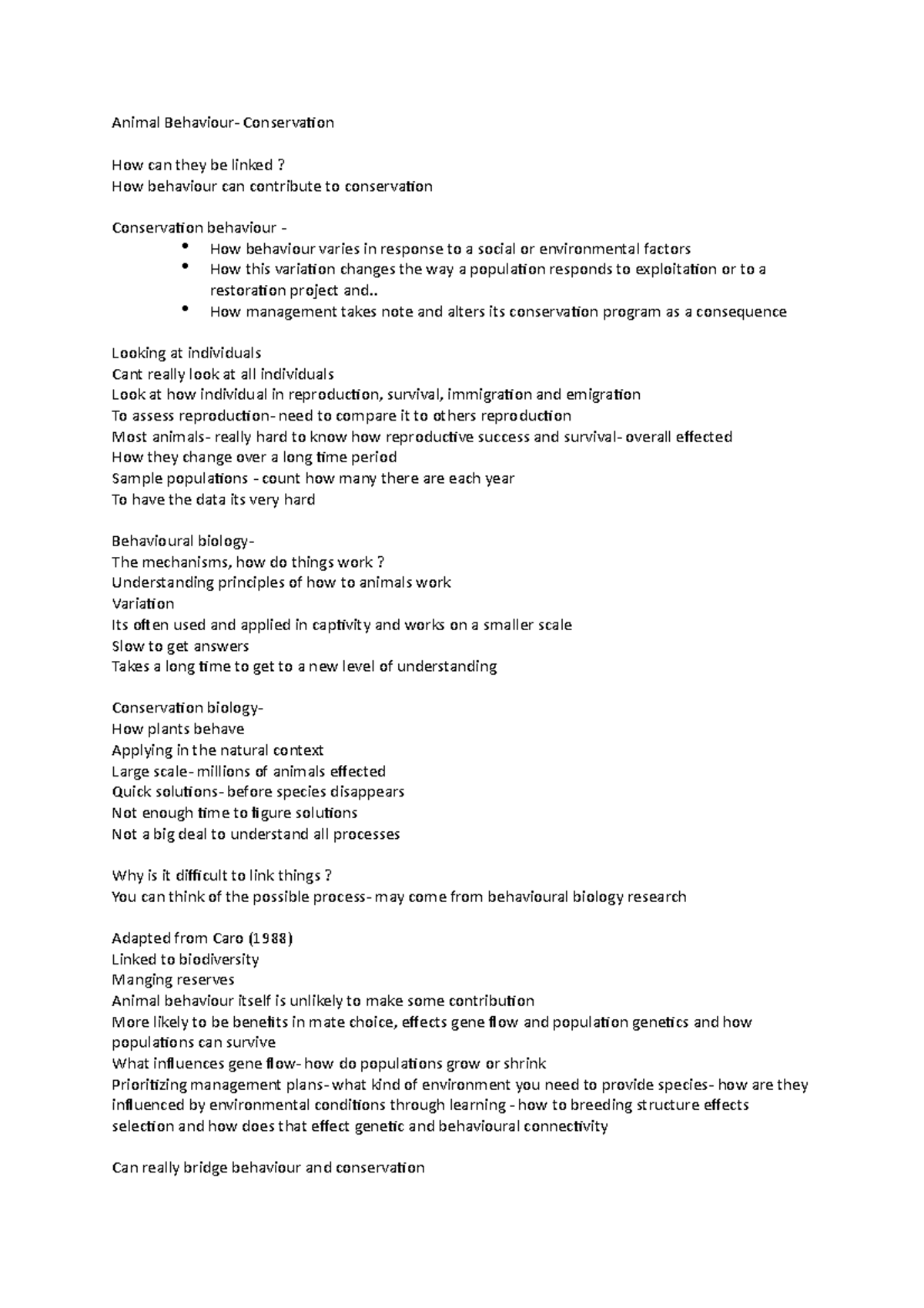 L20 Animal Behaviour - Lecture notes 20 - Animal Behaviour ...