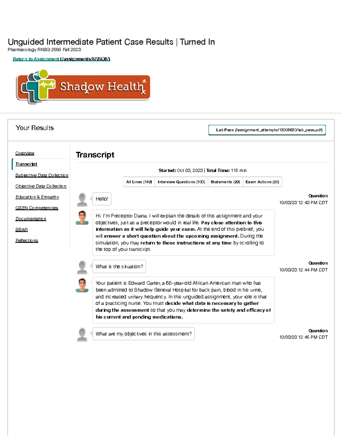 23-10-03 Transcript - Unguided Pharmacology Pt - Edward Carter ...