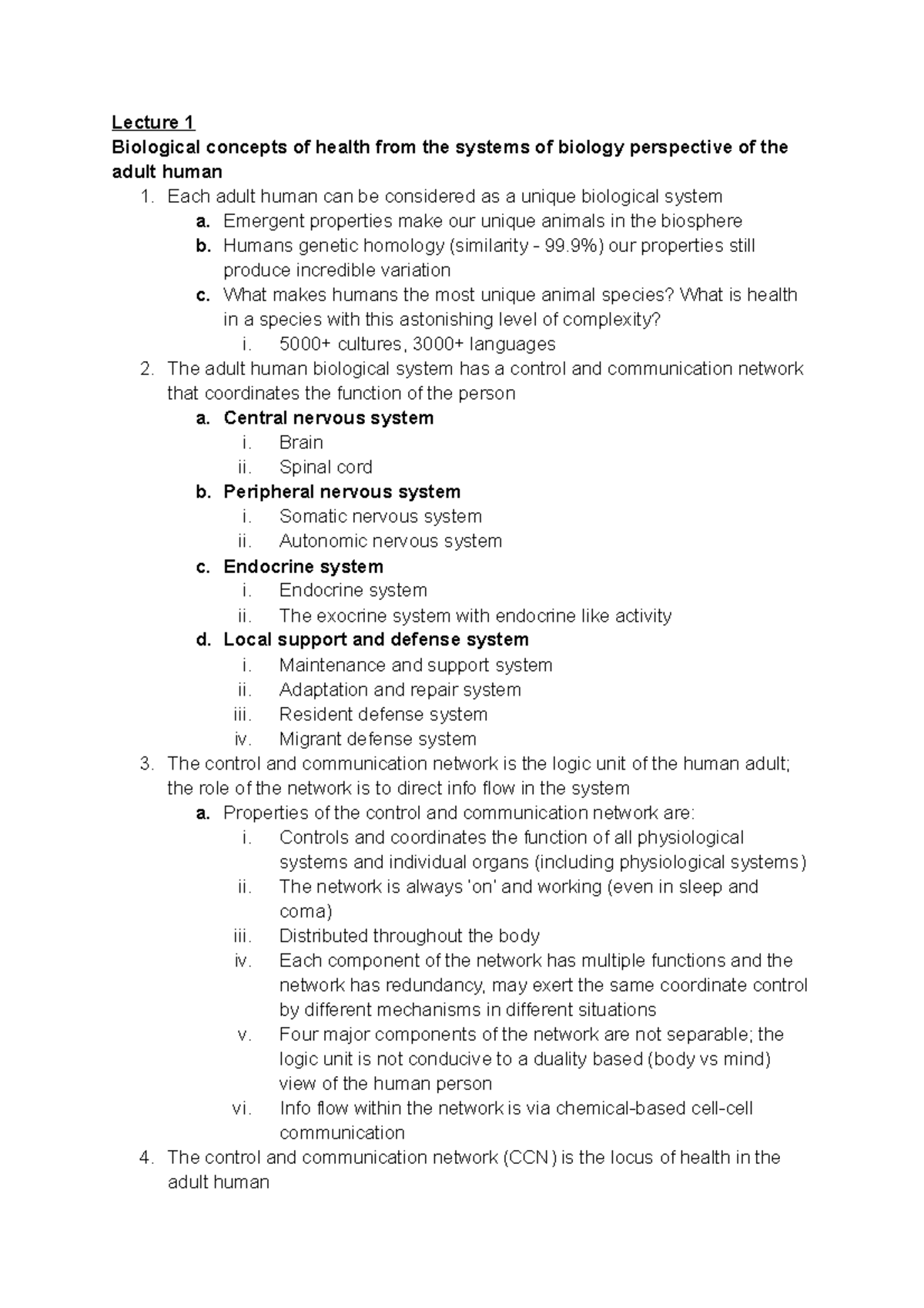 BIOL1080 notes - Lecture 1 Biological concepts of health from the ...