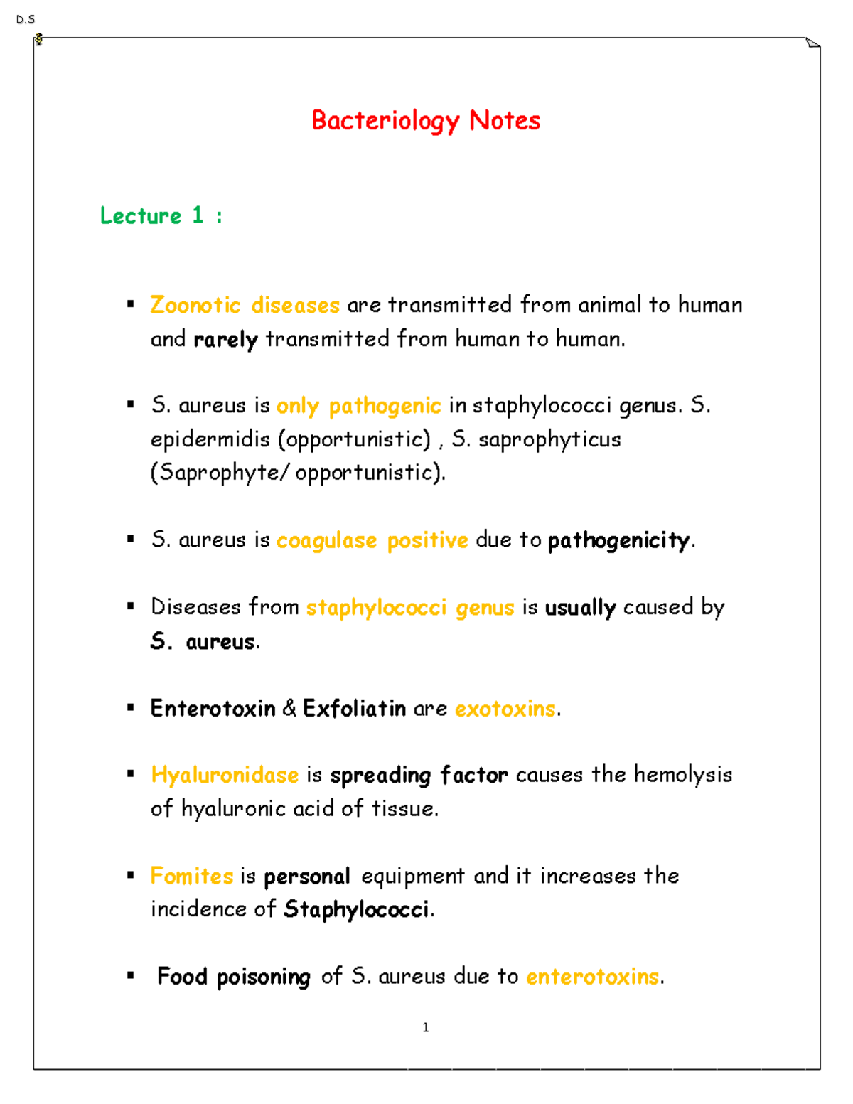 Bacteriology Notes - Bacteriology Notes Lecture 1 : Zoonotic diseases ...