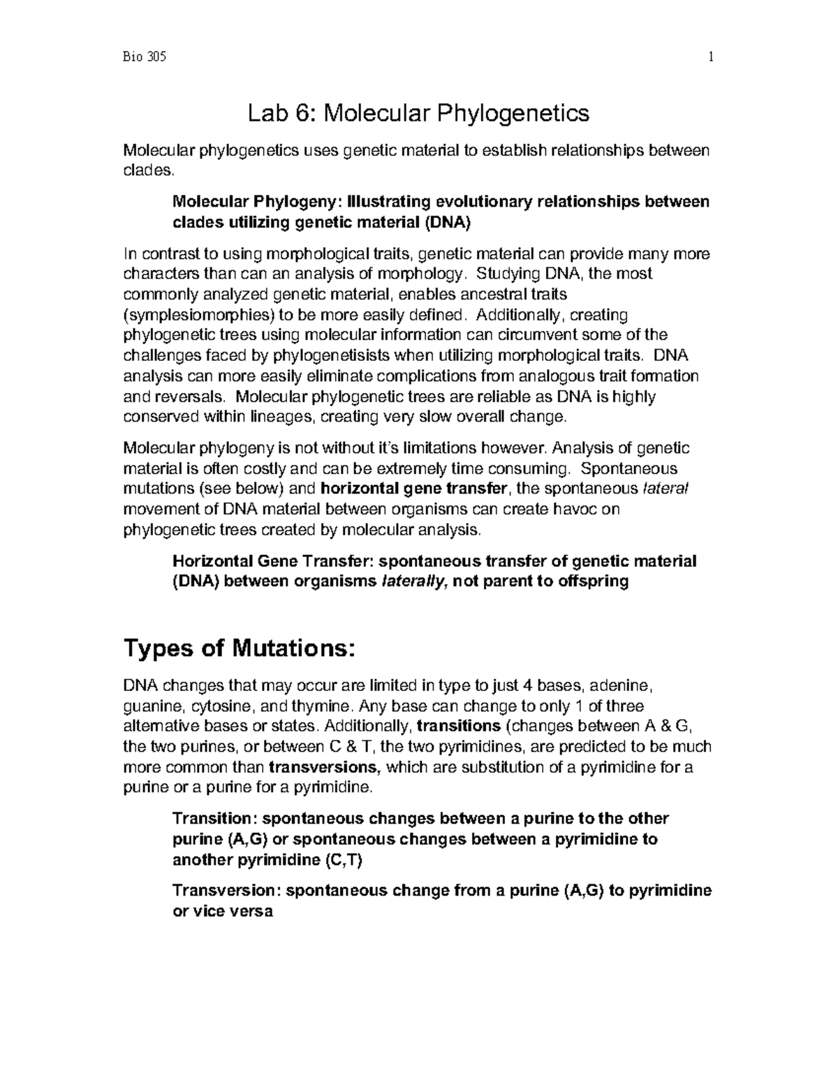 BIO305 Primate Molecular Evolution - Lab 6: Molecular Phylogenetics ...
