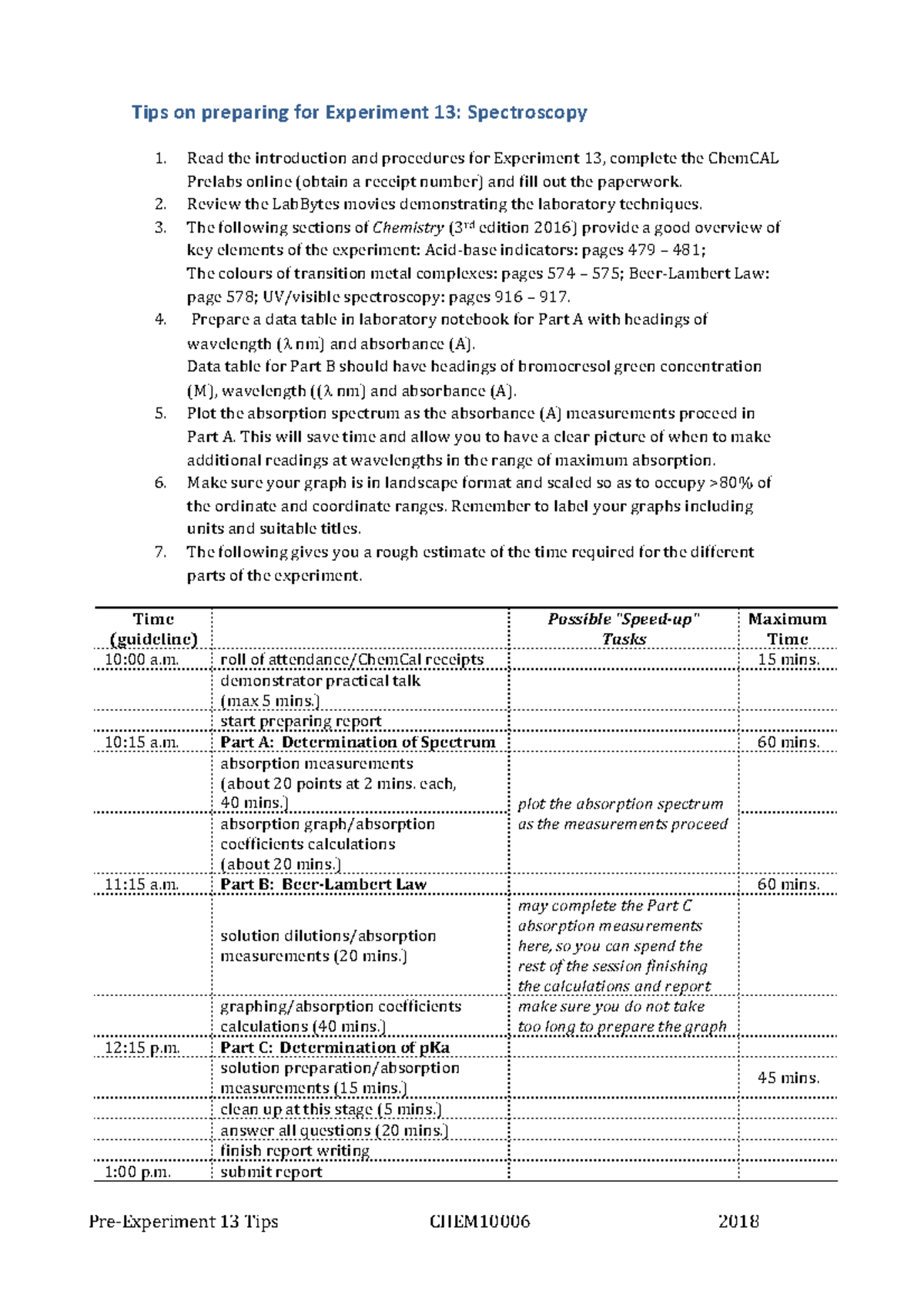 Tips for Experiment 13 (CHEM1009-2018 Semesater 1) - Pre-Experiment 13 ...