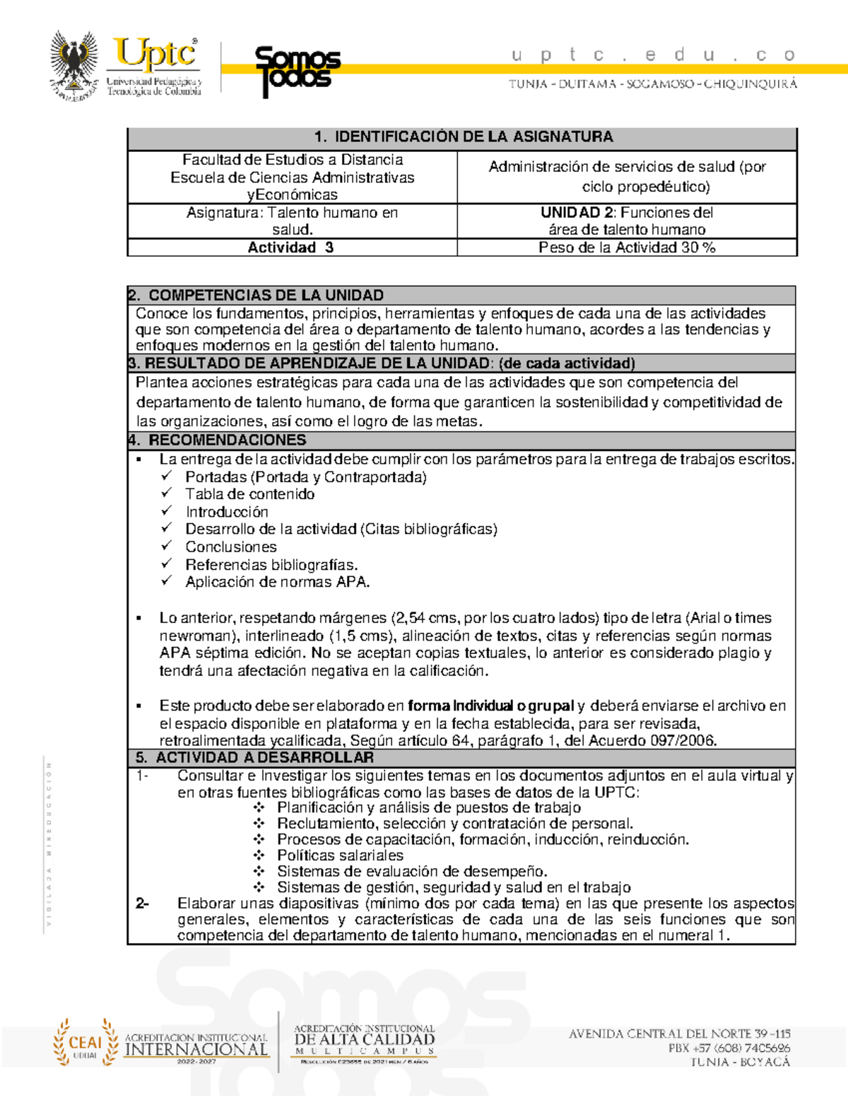 Actividad-3 - habilidades gerenciales - 1. IDENTIFICACIÓN DE LA ASIGNATURA Facultad de Estudios ...