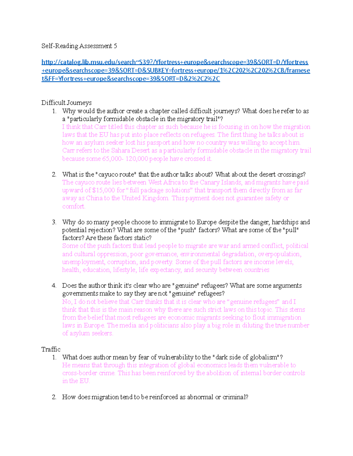 Self-Reading Assessment 5 - - Studocu