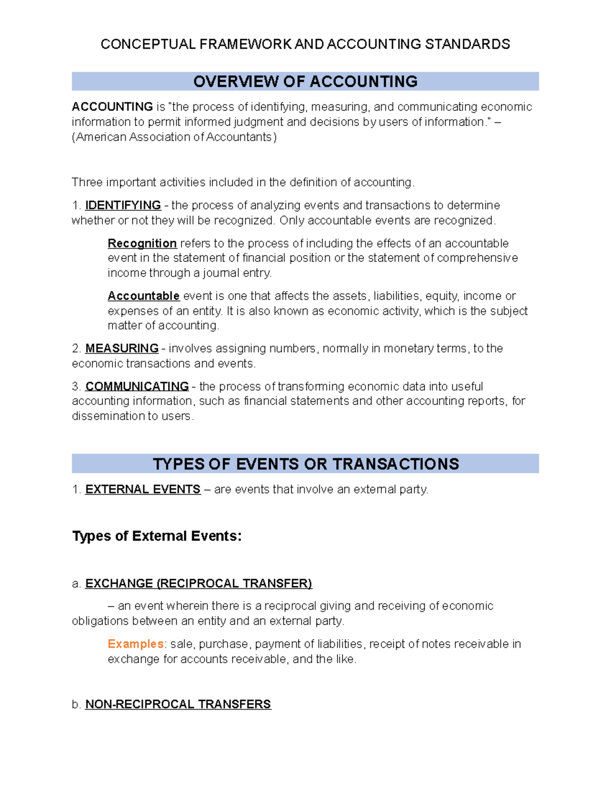 Overview of Accounting - OVERVIEW OF ACCOUNTING ACCOUNTING is “the ...