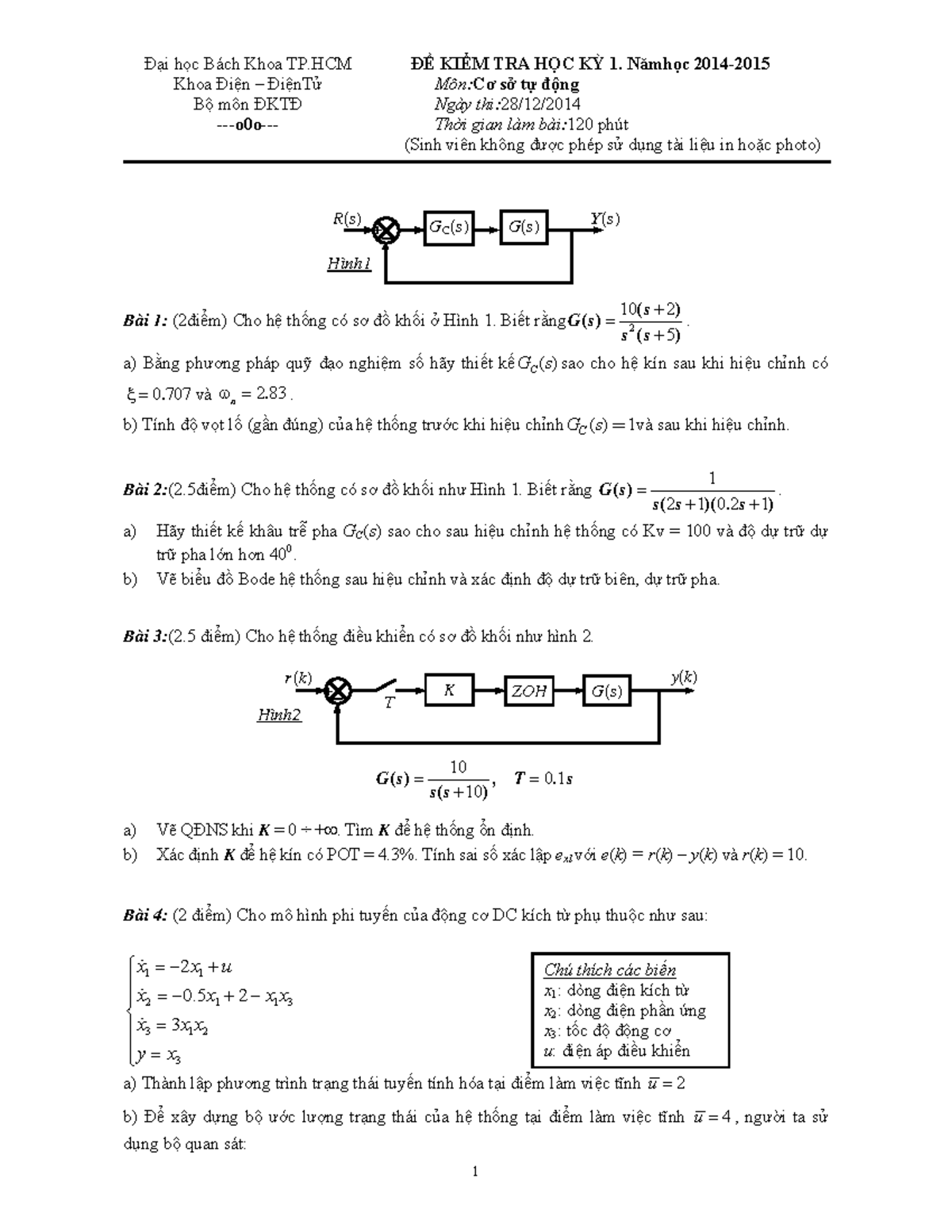 De-thi CSTD HK1 1415 - 11111 - 1 Đại học B·ch Khoa TP ĐÀ KIÞM TRA HÞC KỲ 1. Nămhßc 2014- Khoa ...