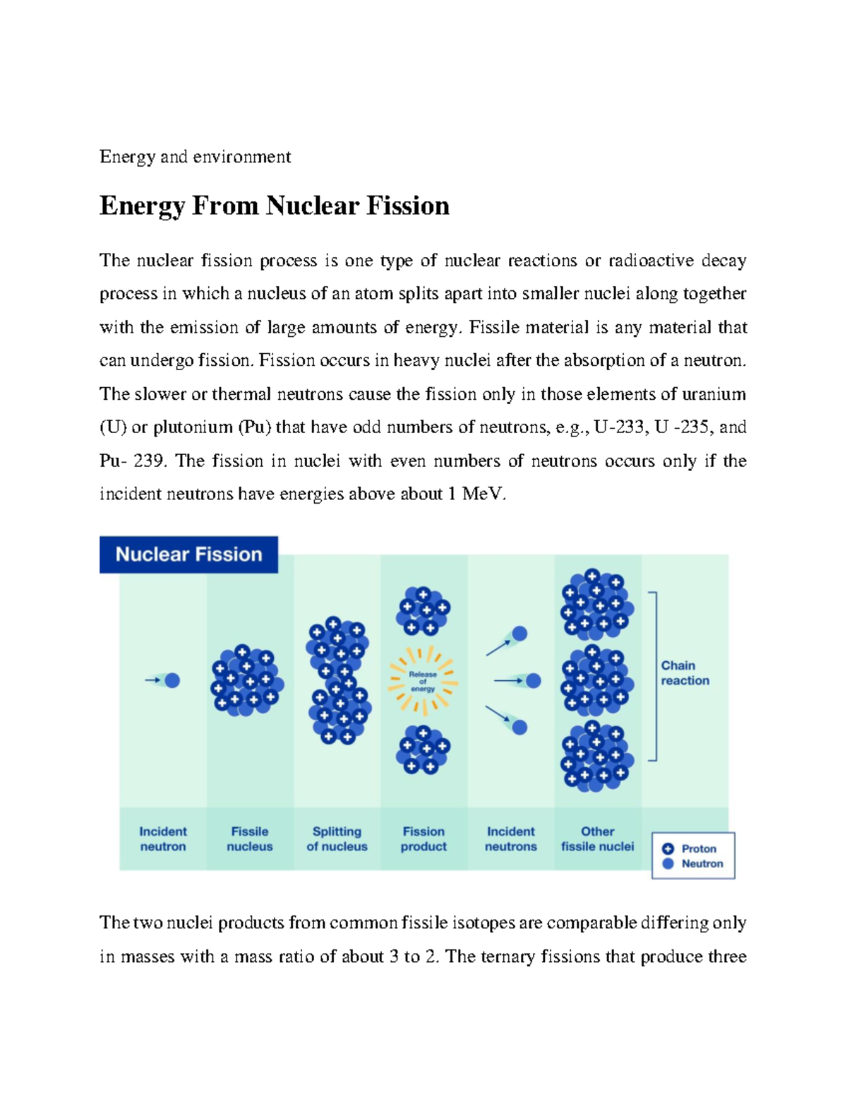 Energy From Nuclear Fission - Energy and environment Energy From ...