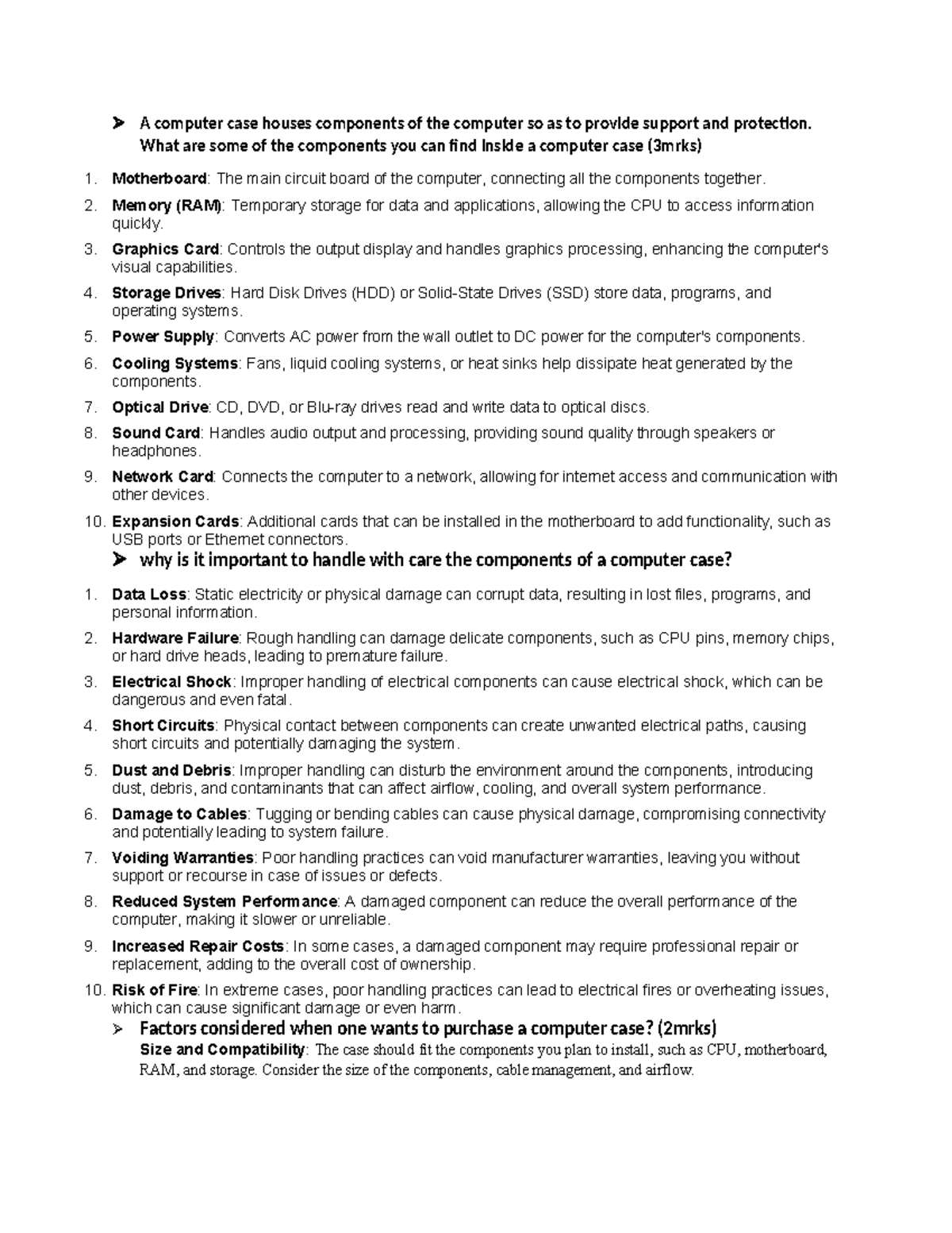 CS - Summary Foundations of Computer Science - A computer case houses components of the computer ...