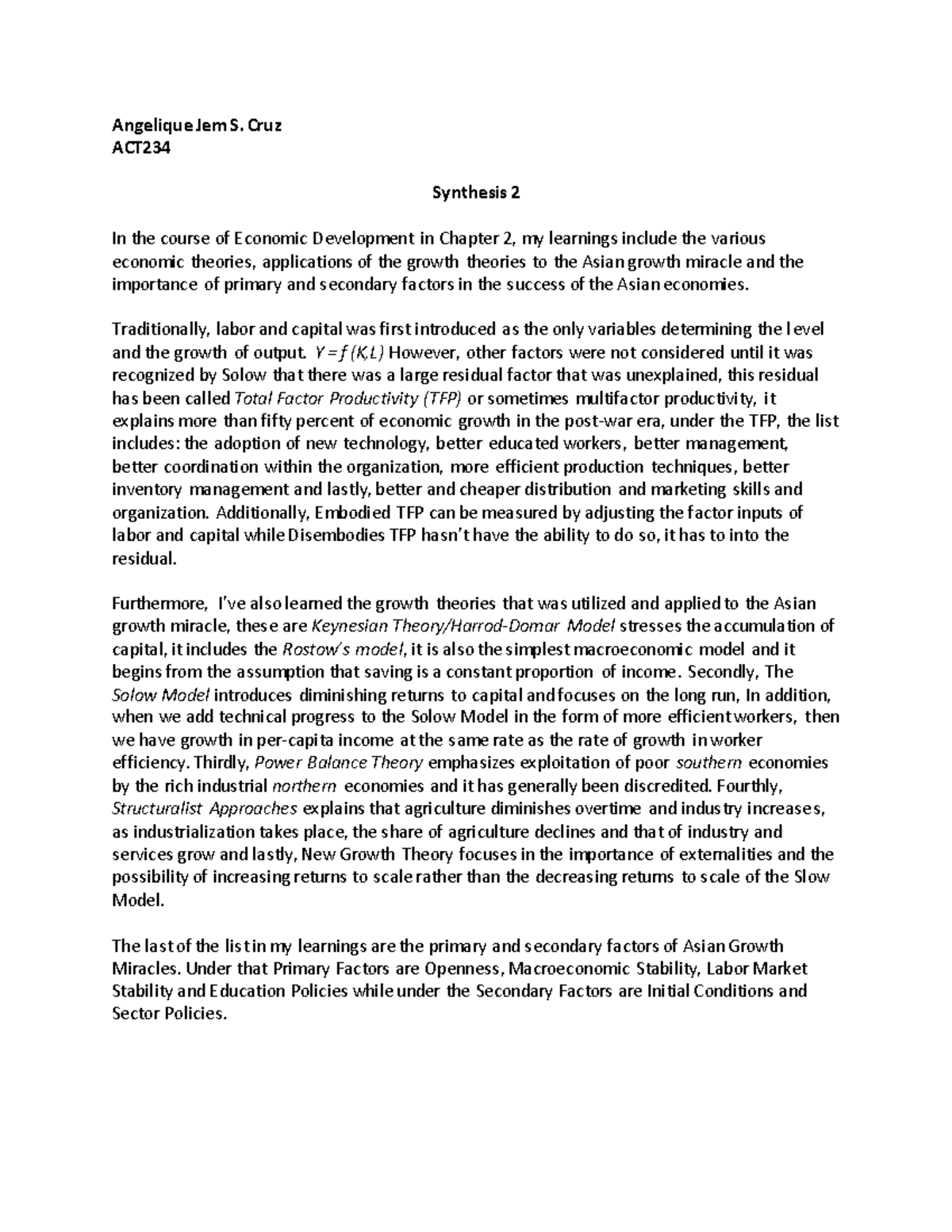 Cruz, Angelique Synthesis 2 - Angelique Jem S. Cruz ACT Synthesis 2 In ...