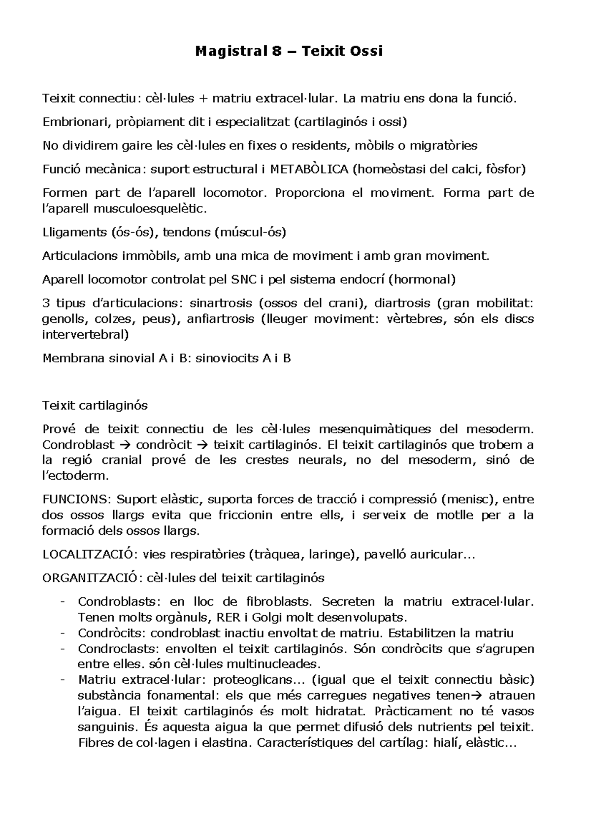Magistral 8 - Teixit ossi - Magistral 8 – Teixit Ossi Teixit connectiu ...