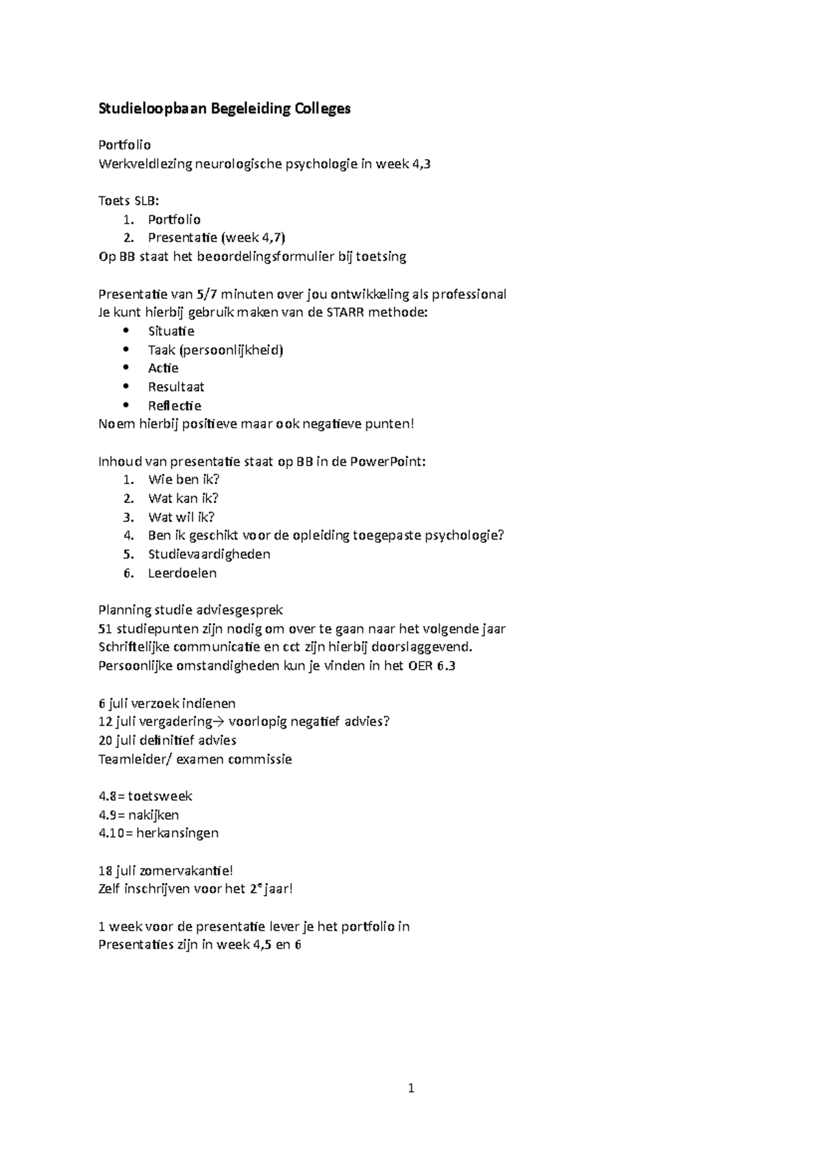Studieloopbaan Begeleiding Colleges - Portfolio 2. Presentatie (week 4 ...