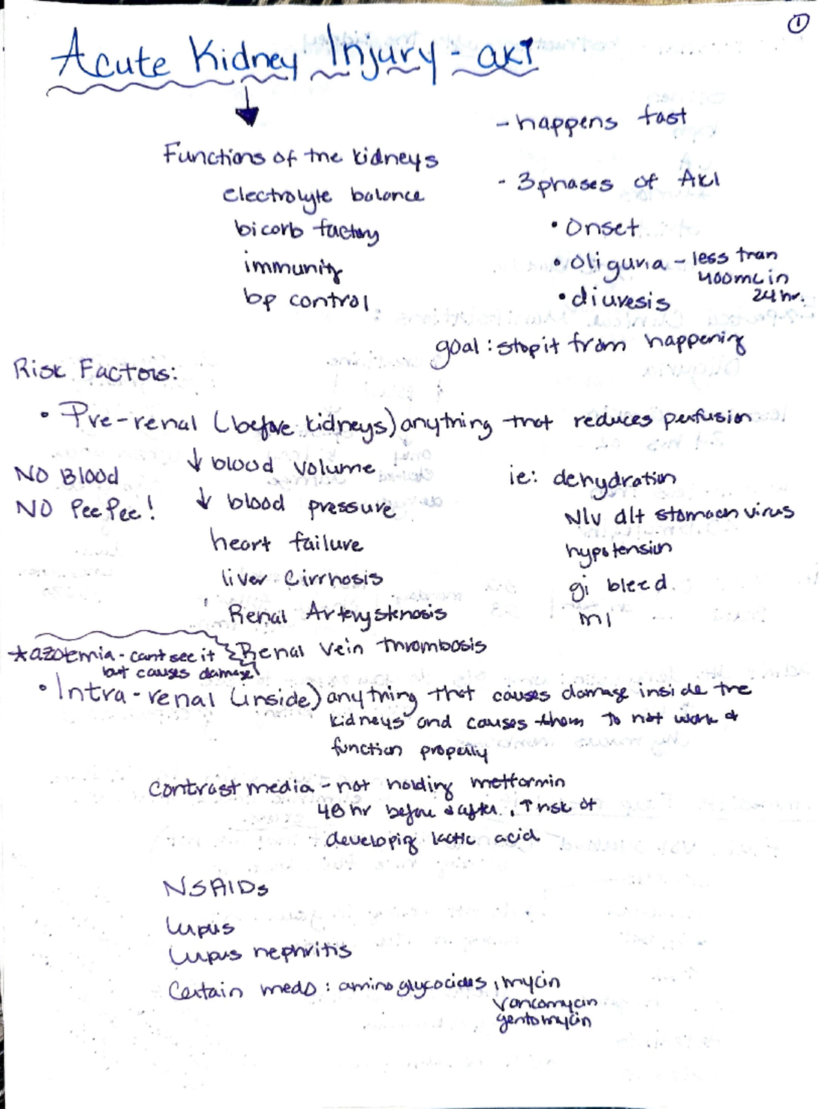AKI Notes - AKI important information! - 1 Acute Kidney injury OKT ...
