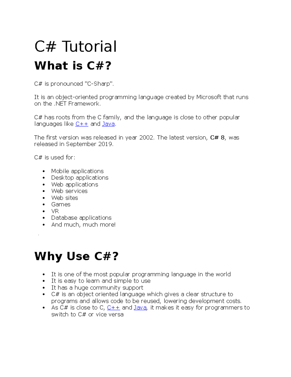 C - I am focusing learning - C# Tutorial What is C#? C# is pronounced "C-Sharp". It is an - Studocu